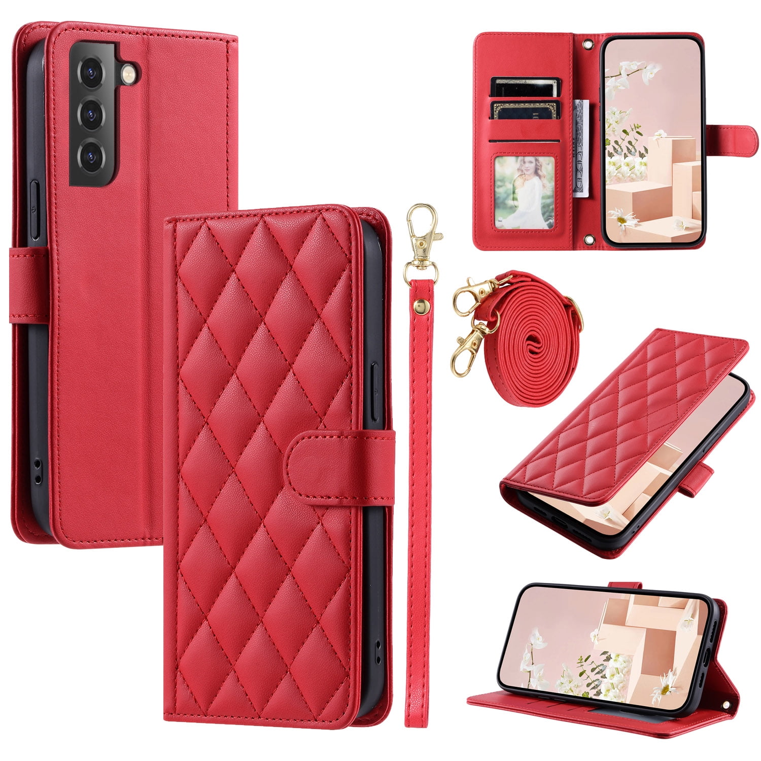for Samsung Galaxy S22 Wallet Case, Premium PU Leather Magnetic Flip ...