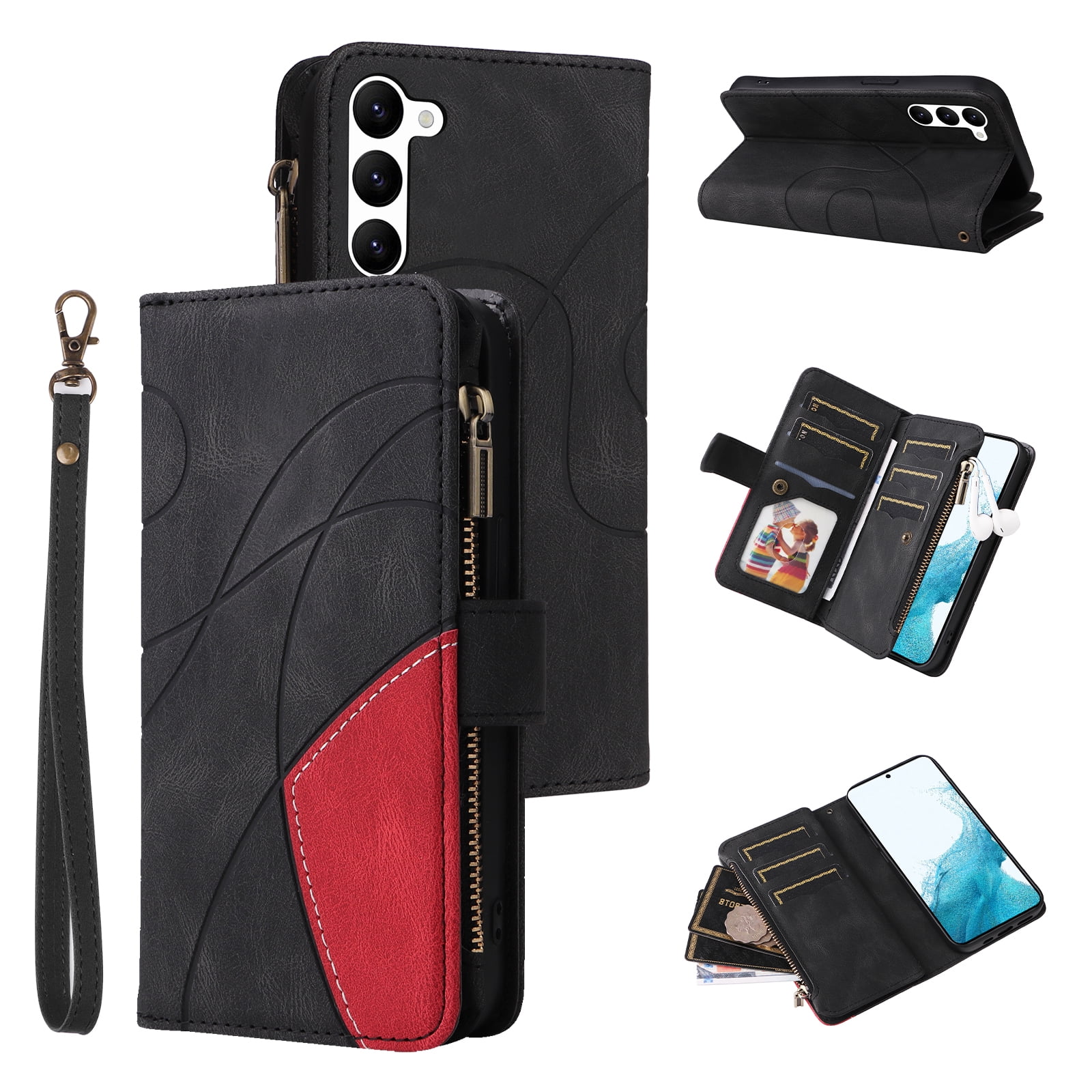 for Samsung Galaxy S23 5G Wallet Phone Case with 9 Card Holder Zipper ...