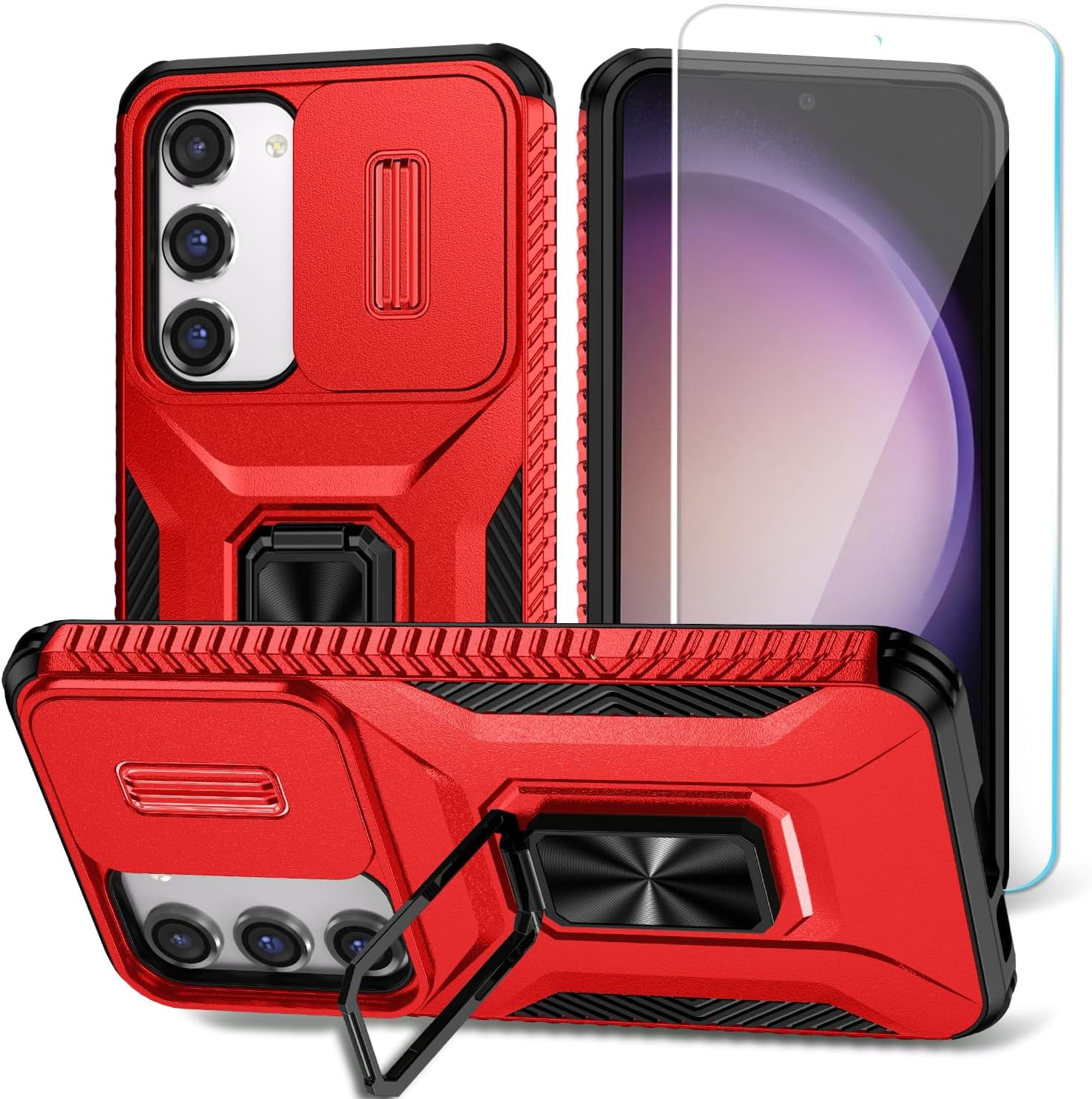 for Samsung Galaxy S23 Case & Kickstand & Slide Camera Cover,[Not for ...