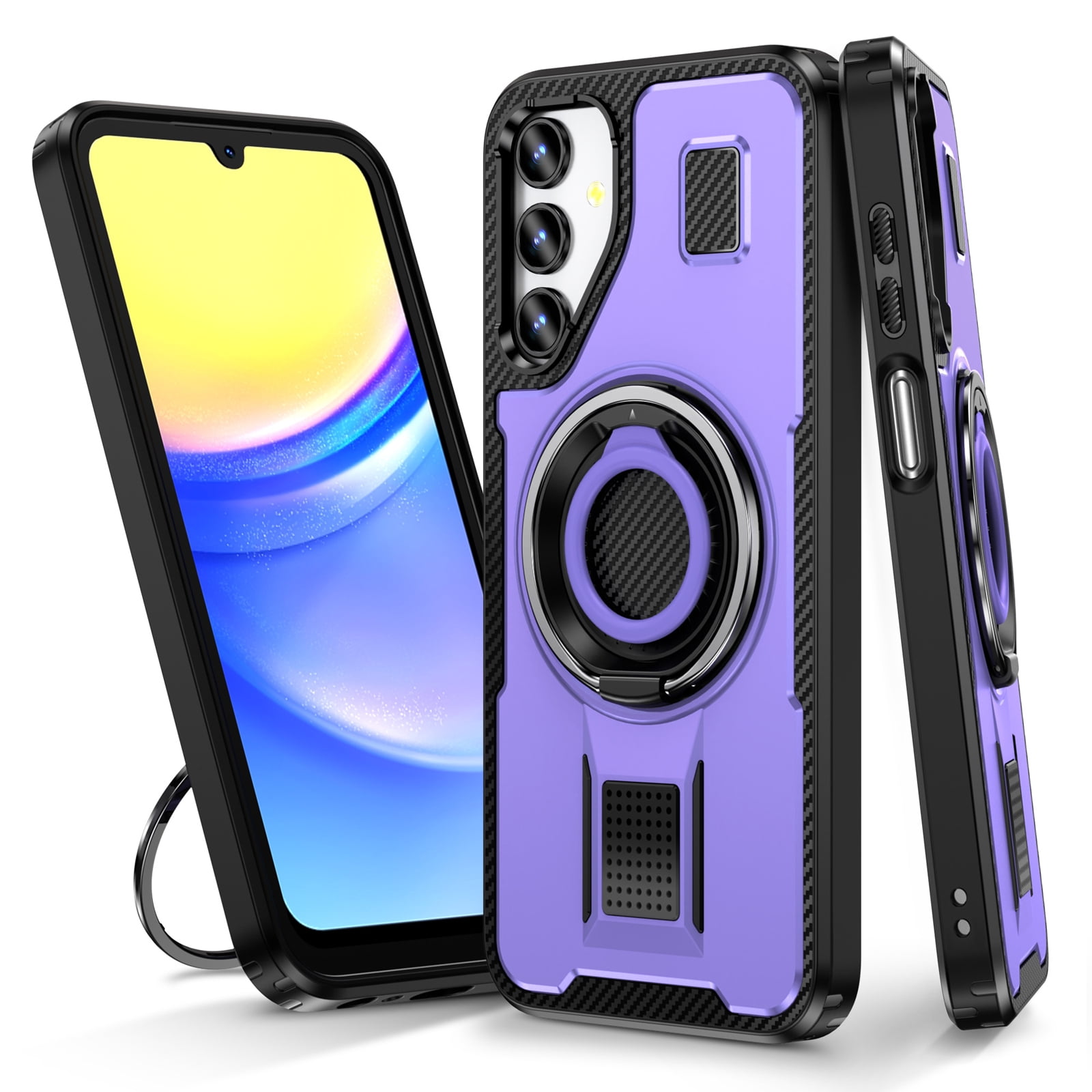 for Samsung Galaxy S23 Case with Rotatable Ring Stand [Military Grade Heavy Duty Shockproof ...