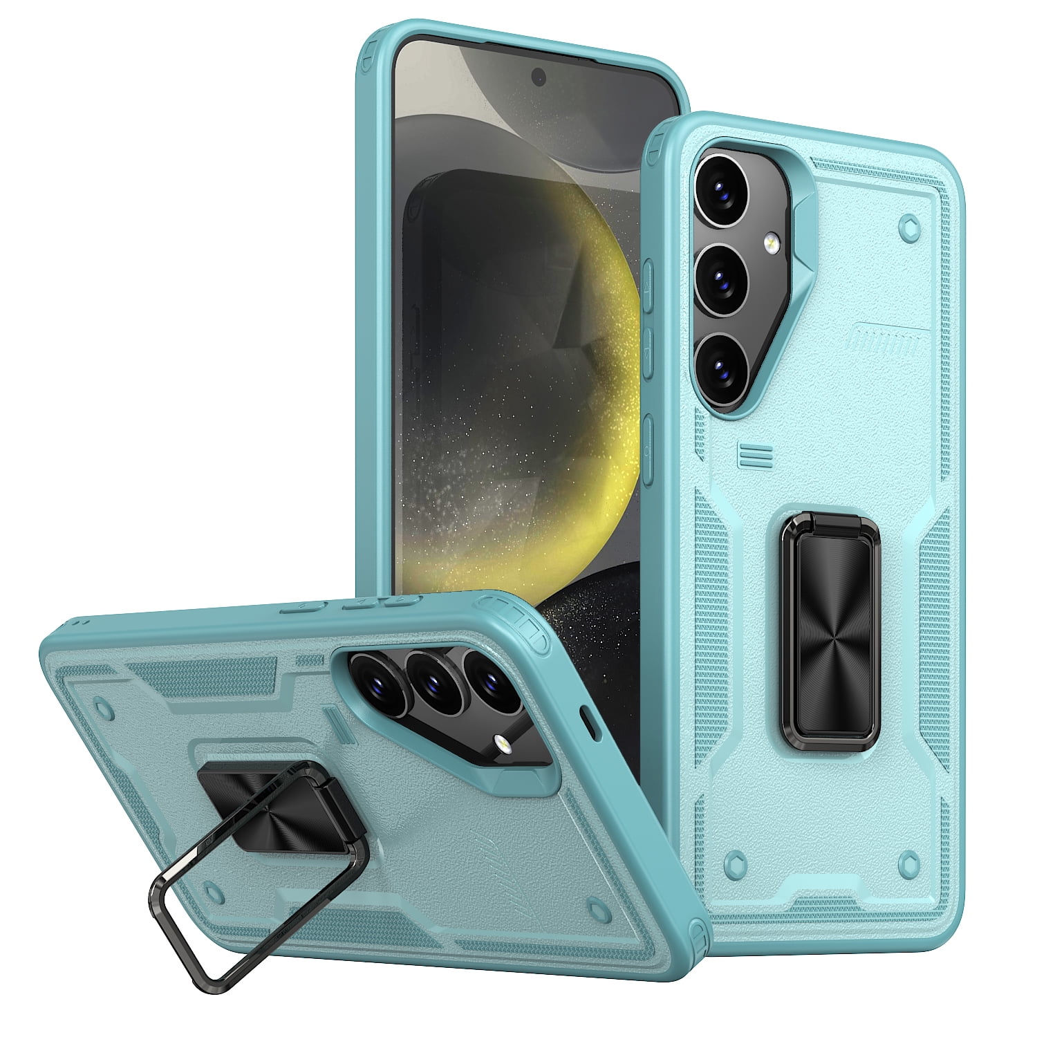 for Samsung Galaxy S23 FE Case with Finger Ring Holder Kickstand Military Grade Shockproof ...