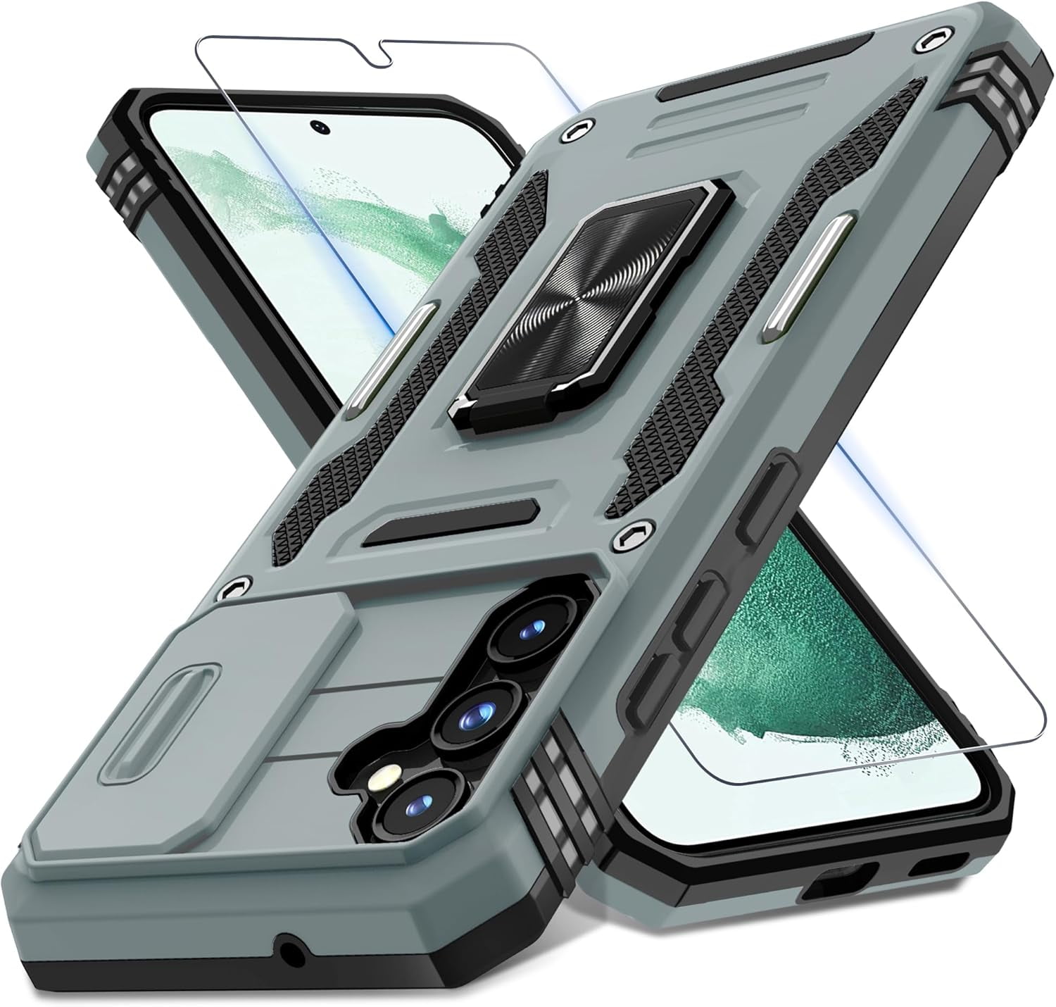 for Samsung Galaxy S23 FE Case with Slide Camera Cover+Screen Protector ...
