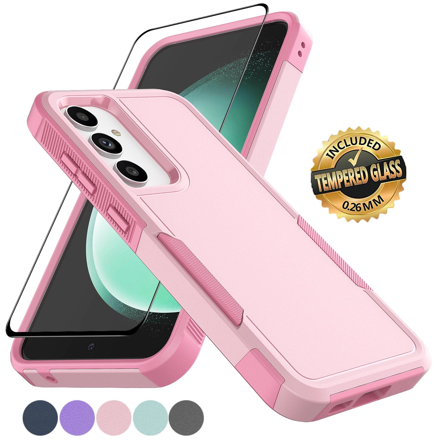 Samsung Galaxy S23 FE Case with Tempered Glass Screen Protector, Tekcoo Heavy Duty Rugged ...