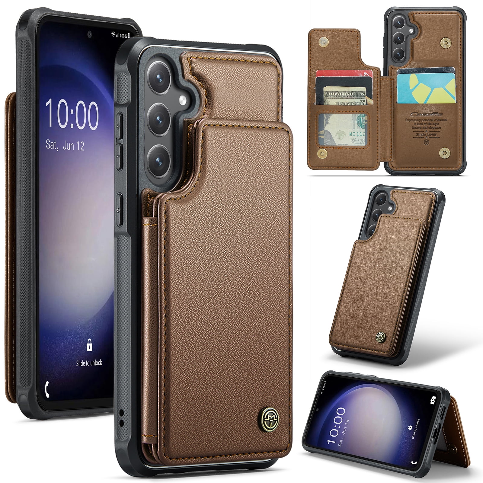 for Samsung Galaxy S23 FE Premium PU Leather Back Case, Multiple Card ...