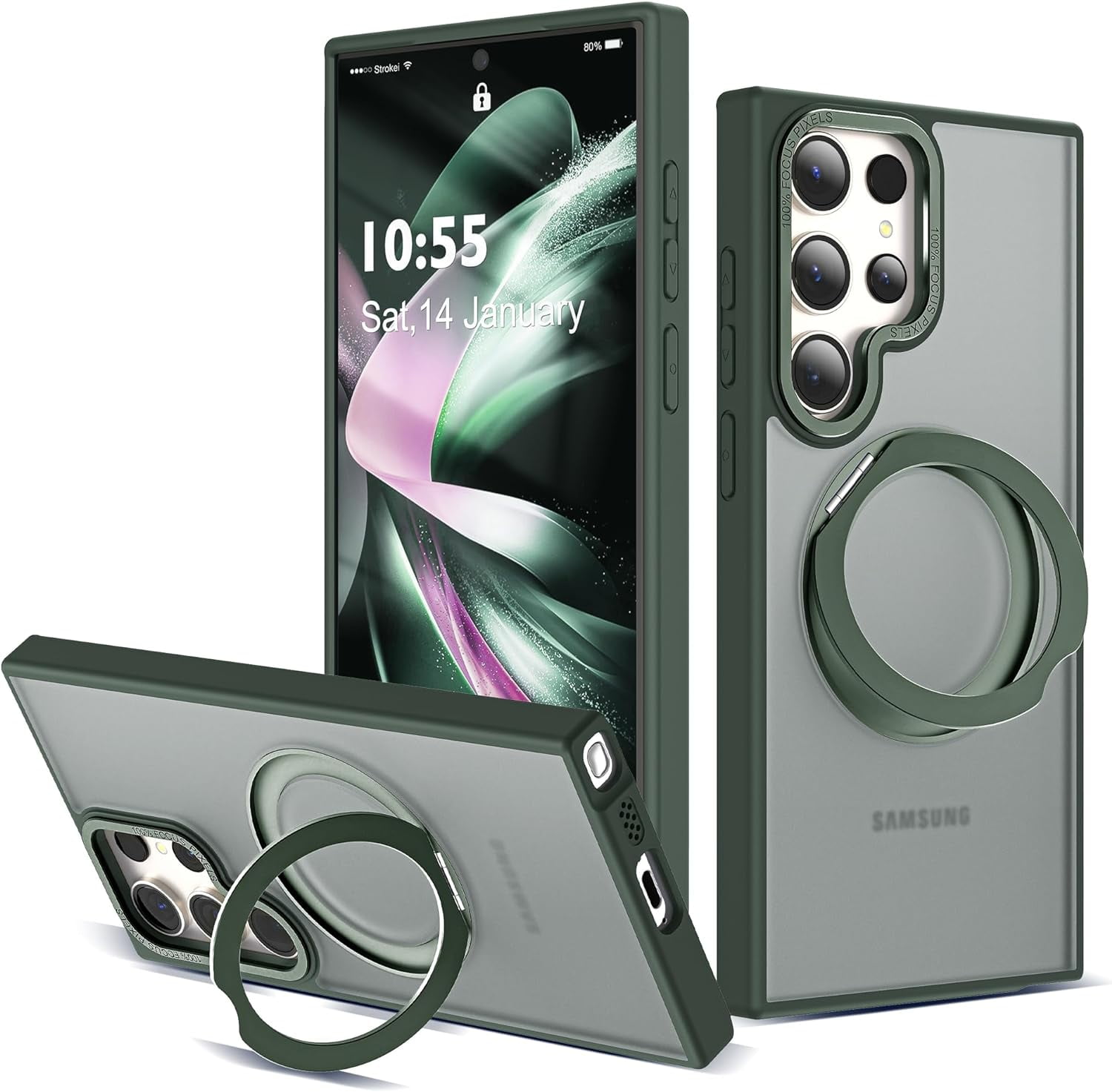 for Samsung Galaxy S23 Ultra Case with 360°Rotatable Magnetic Ring ...