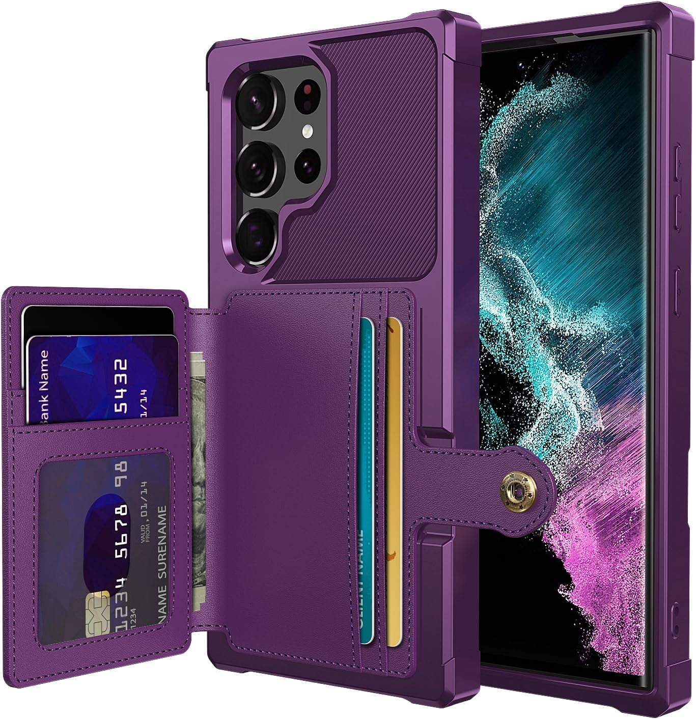 for Samsung Galaxy S23 Ultra Case with Card Holder, Compatible with ...