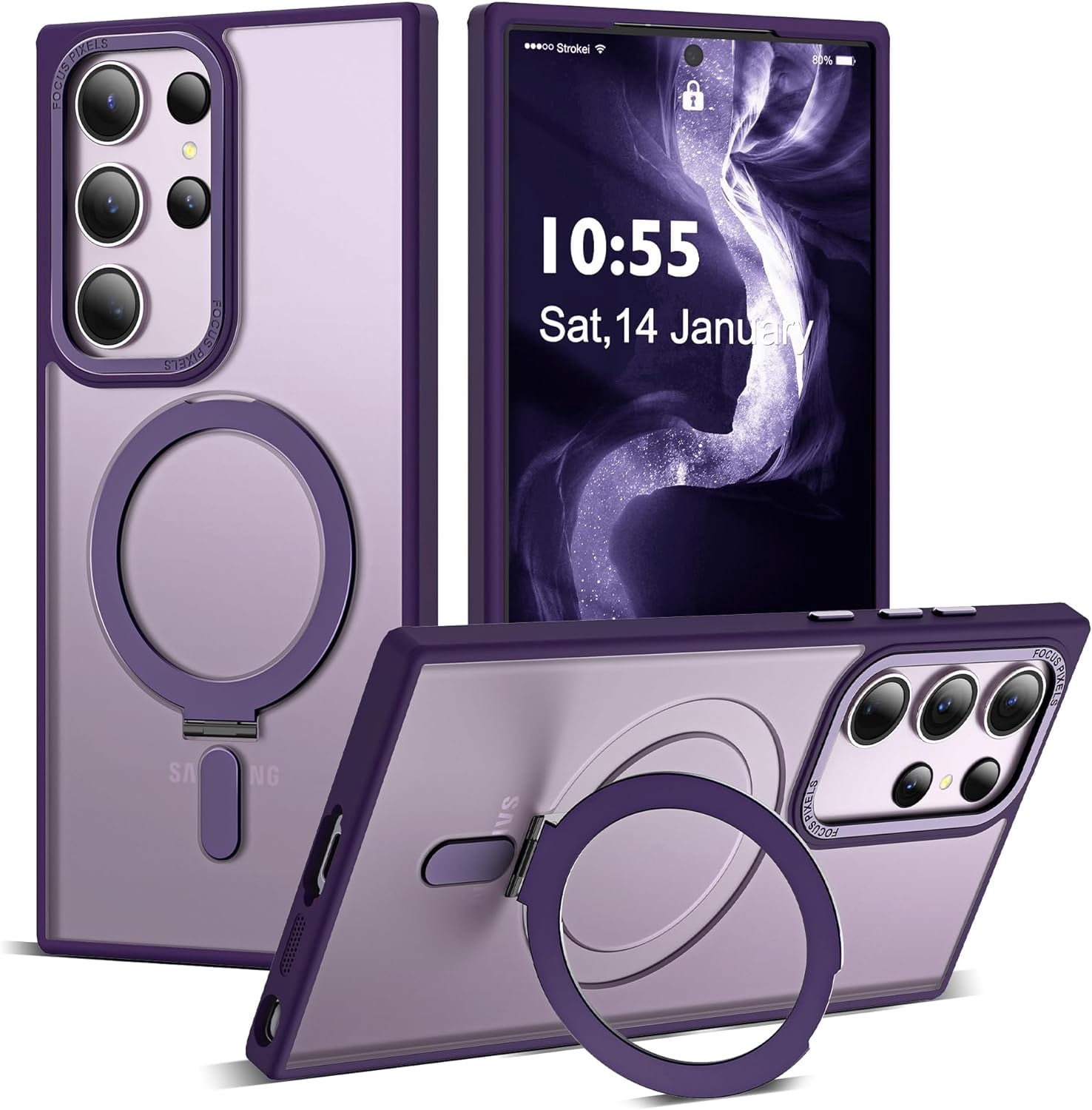 for Samsung Galaxy S23 Ultra Case with Magnetic Invisible Ring Stand ...