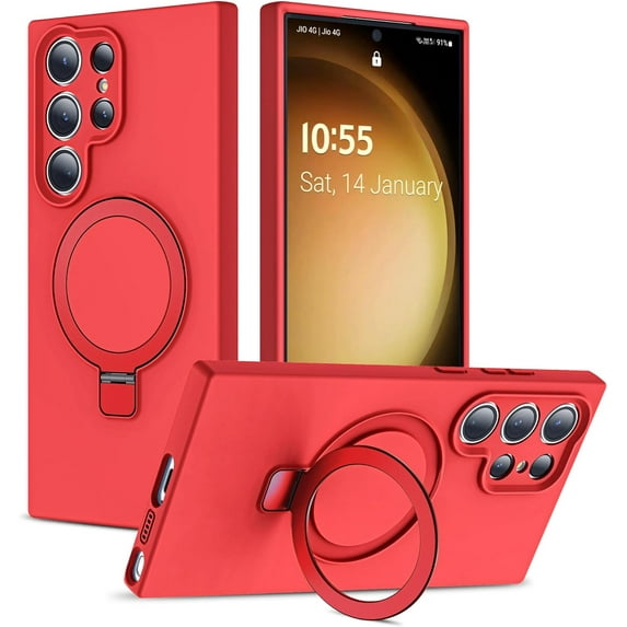 for Samsung Galaxy S23 Ultra Case with Magnetic Ring Stand Silicone ...