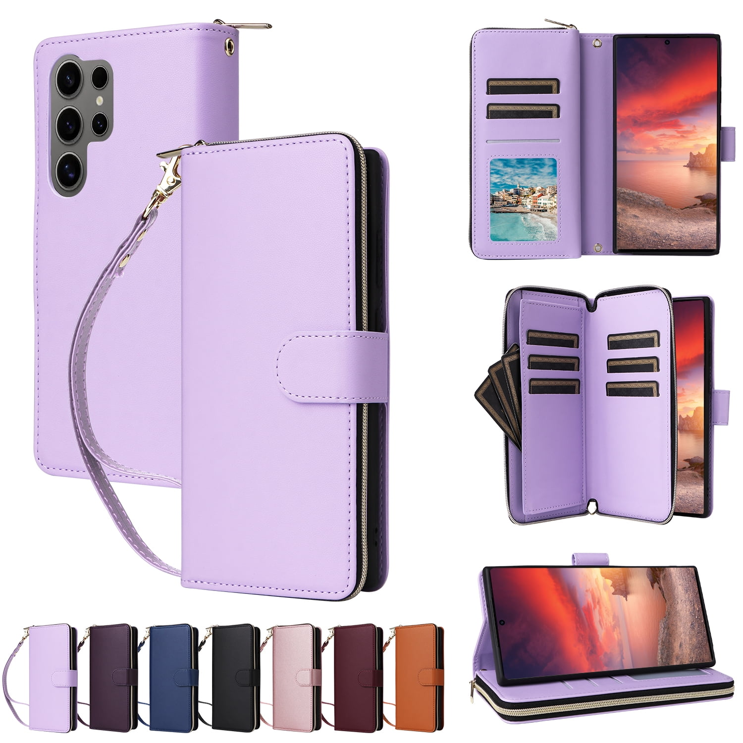 for Samsung Galaxy S23 Ultra Case Wallet with Card Holder, Wrist Strap ...