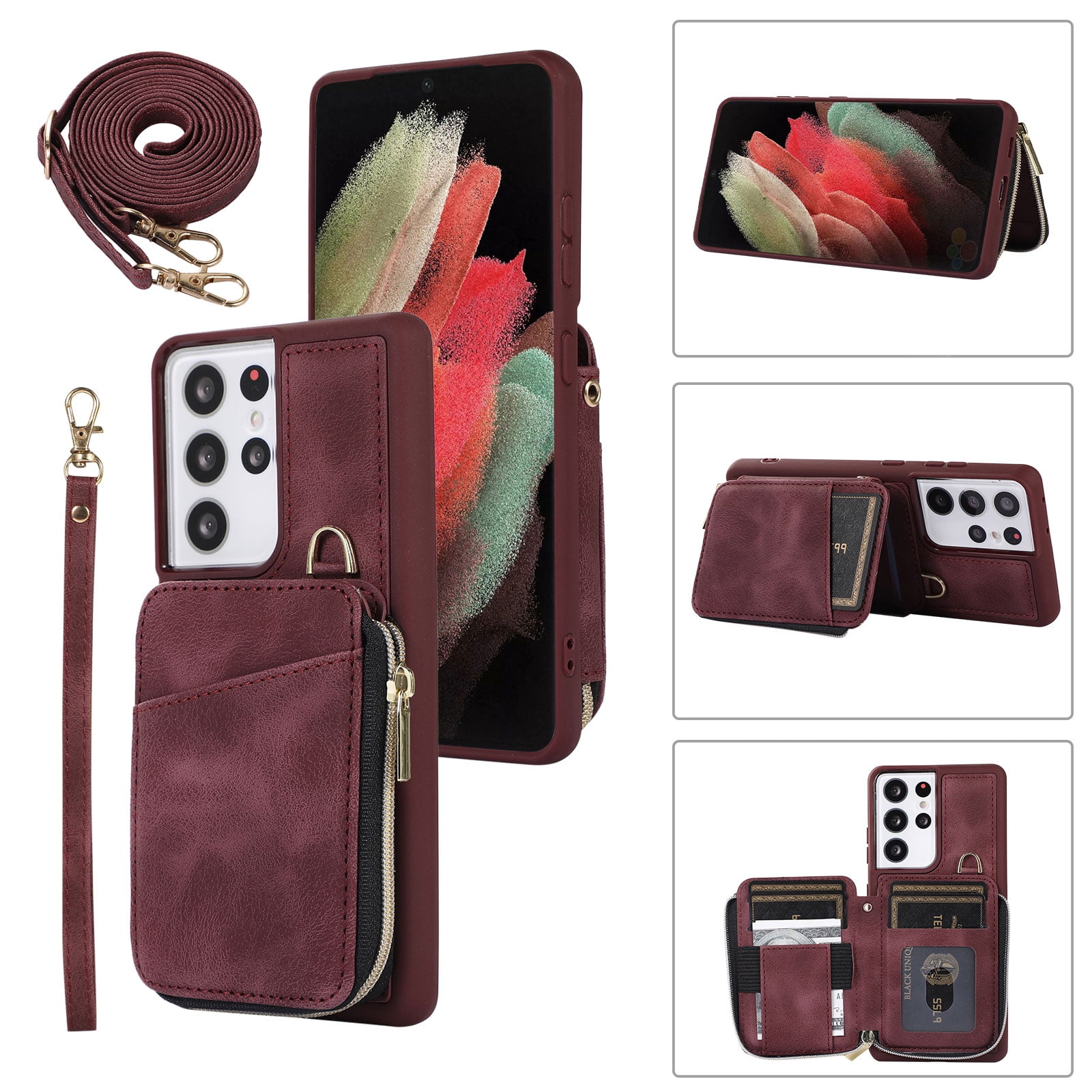 for Samsung Galaxy S23 Ultra Case Wallet, Zipper Phone Case Purse with ...