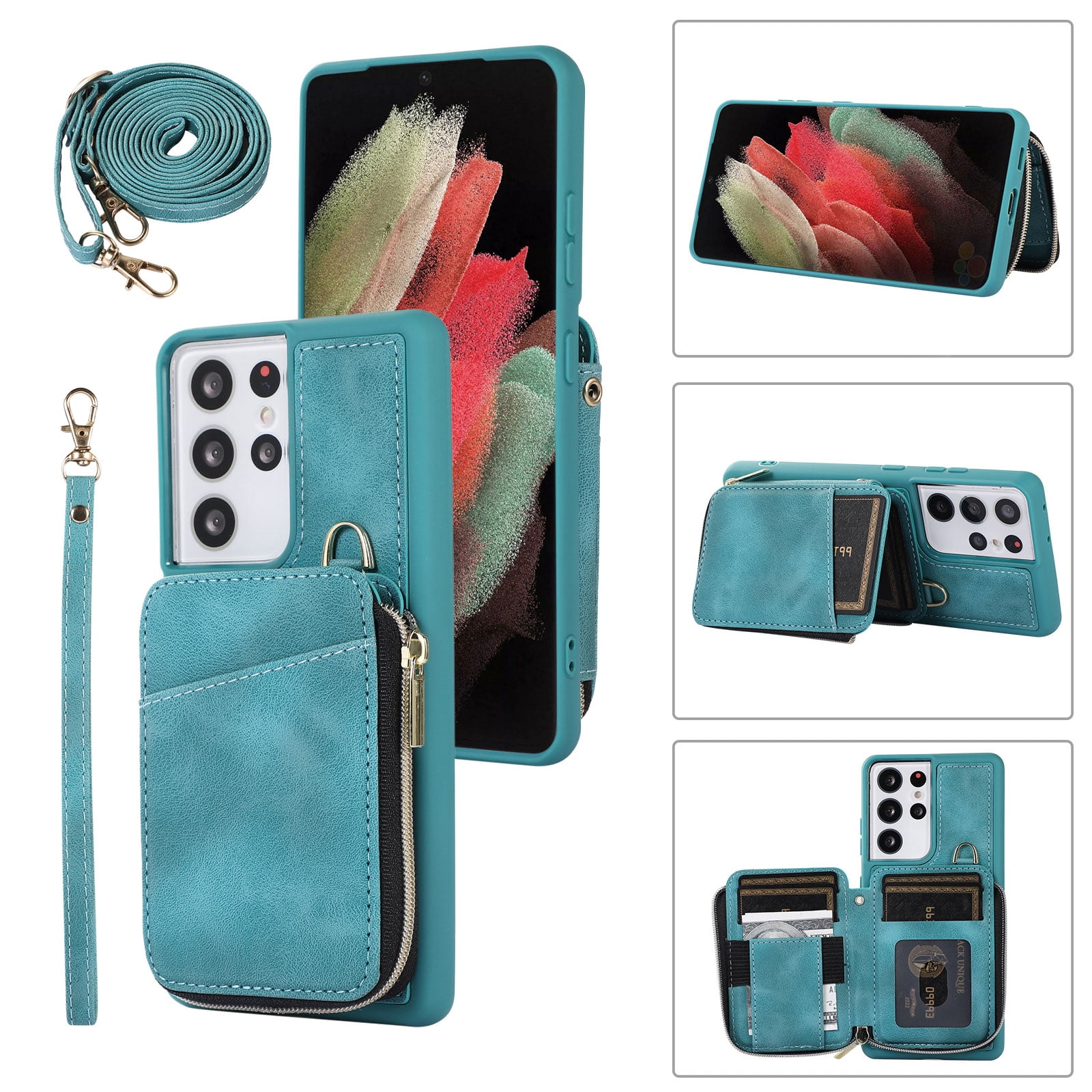 for Samsung Galaxy S23 Ultra Case Wallet, Zipper Phone Case Purse with ...