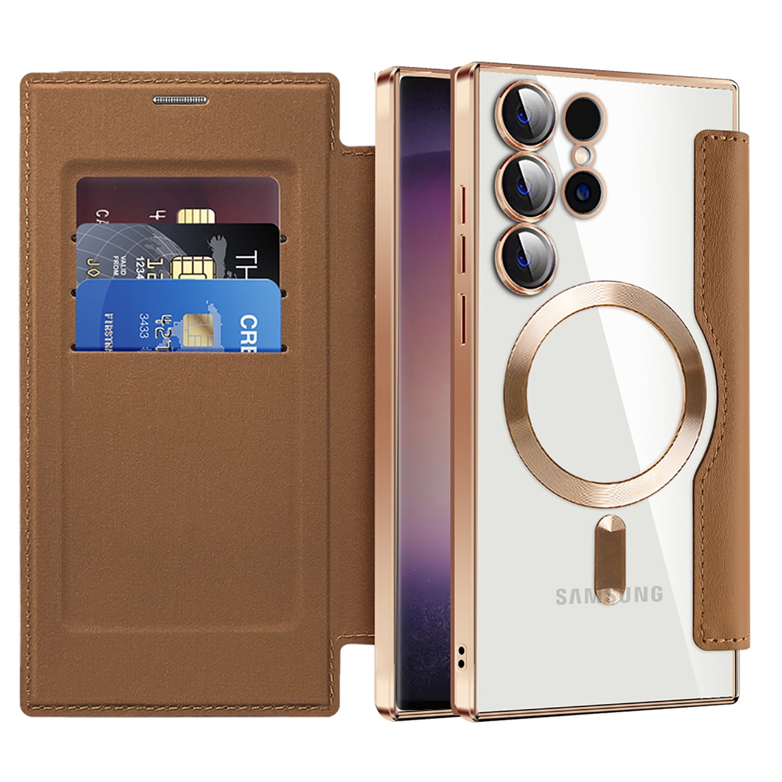for Samsung Galaxy S23 Ultra Flip Wallet Case, Built-in Camera Lens ...