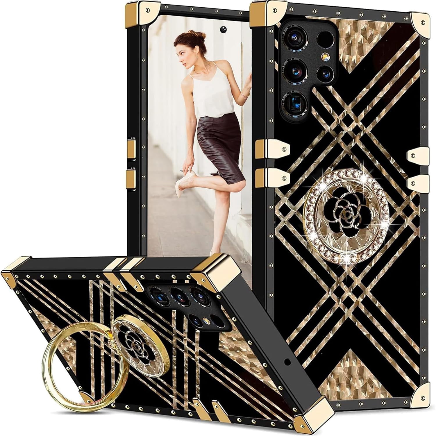 for Samsung Galaxy S23 Ultra(Not S23) Case for Women,Rivet Metal Corner ...