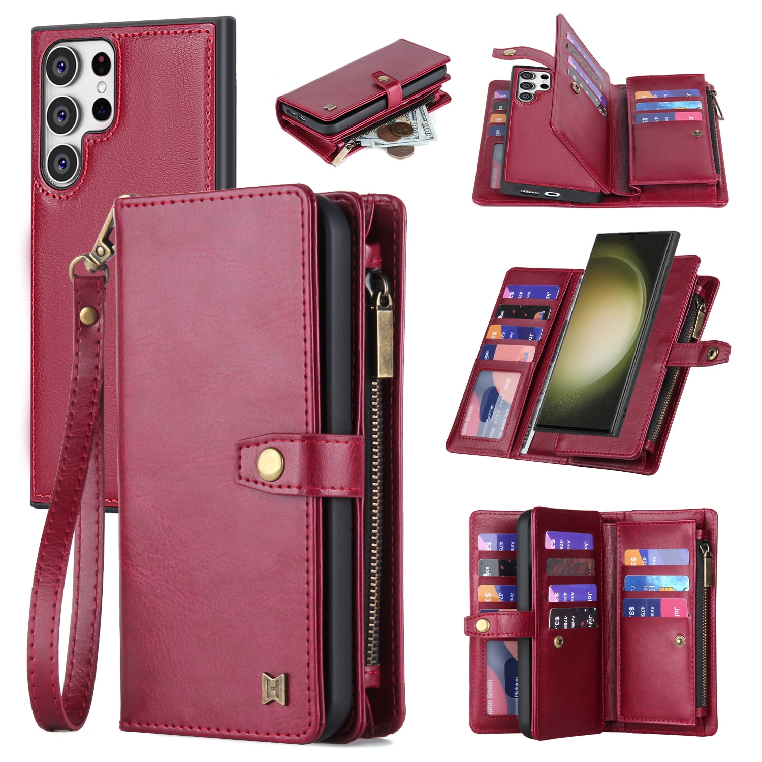 for Samsung Galaxy S23 Ultra PU Leather Detachable Magnetic Wallet Case ...