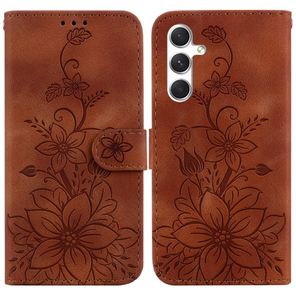 For Samsung Galaxy S24 5G 6.2" lily Embossed Strong Magnetic Attachment ...