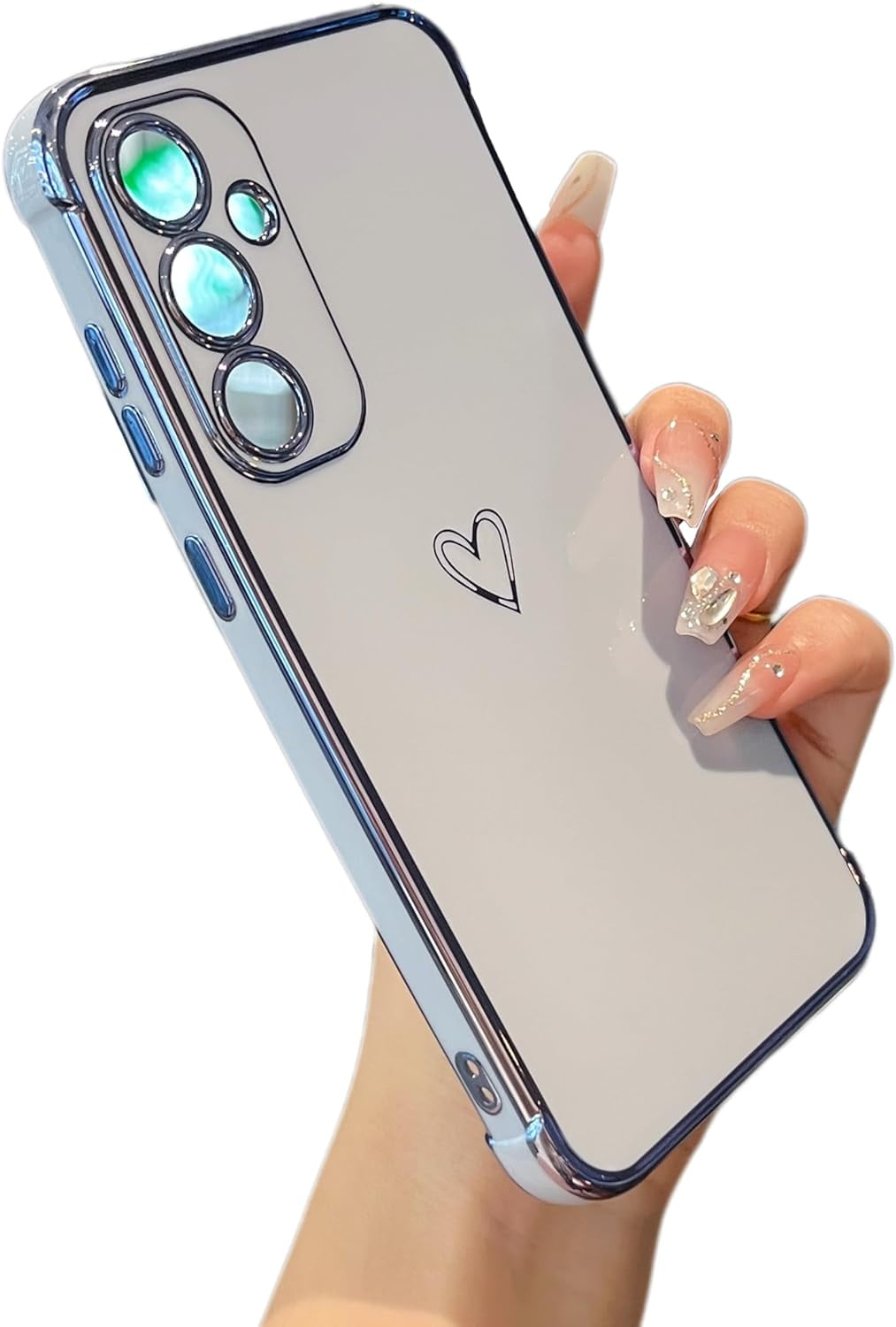 Samsung Galaxy S24 5G Case,Cute Plating Edge Love Hearts Pattern with ...