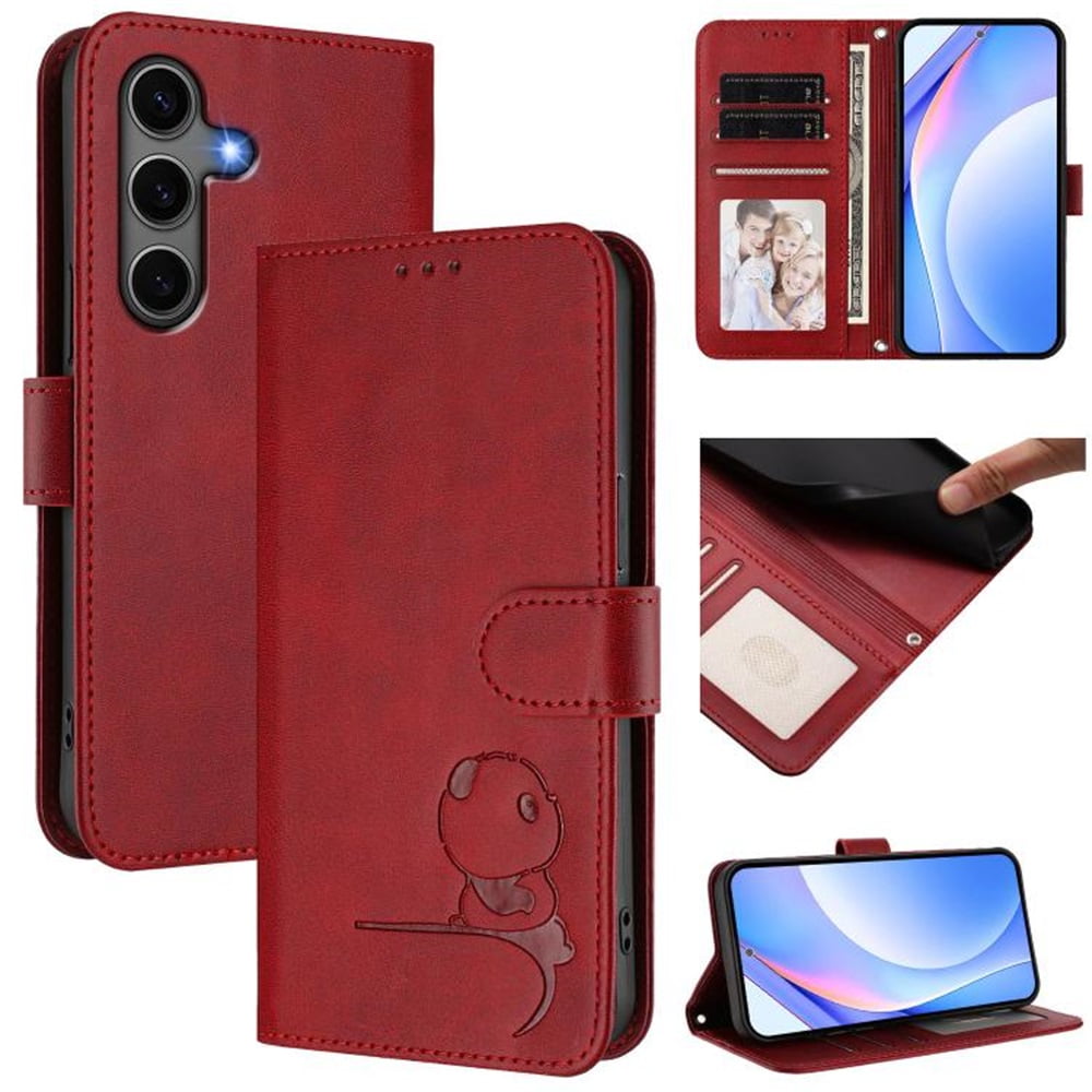 For Samsung Galaxy S24+ 5G Litter Panda Embossing Leather Phone Case ...
