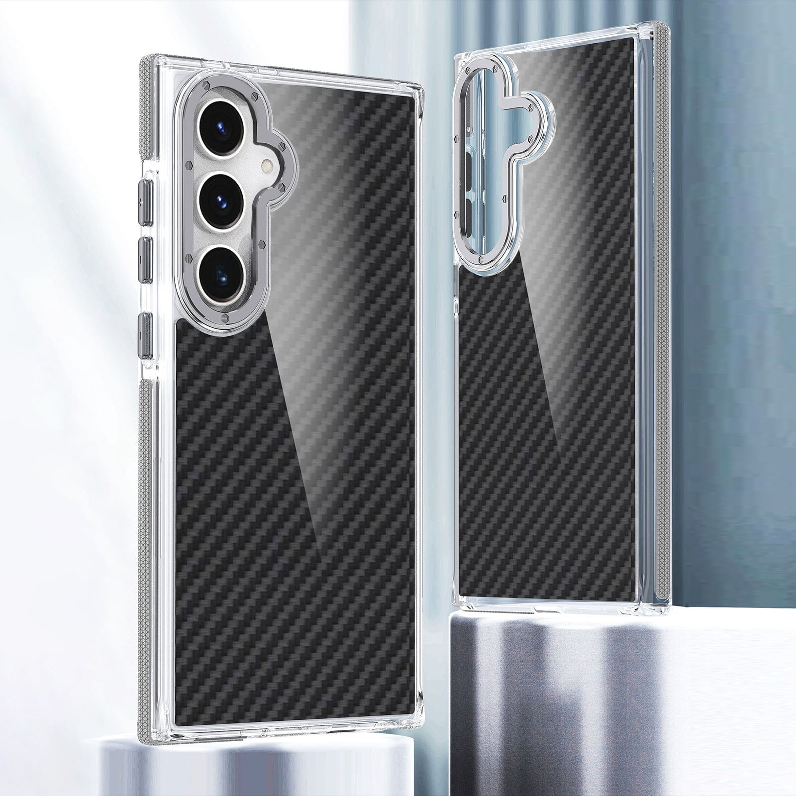 for Samsung Galaxy S24 Carbon Fiber Texture Case, [Support Wireless ...