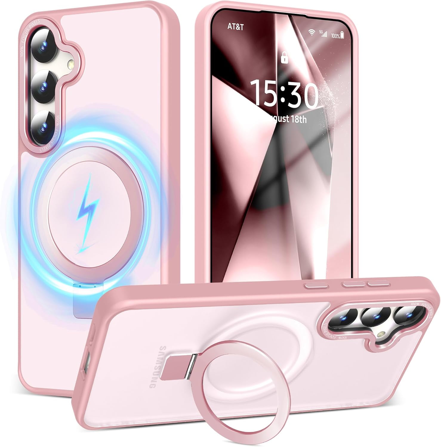 for Samsung Galaxy S24 Case with [3 in 1] Magnetic-Ring Stand & Military-Grade Drop Protection ...