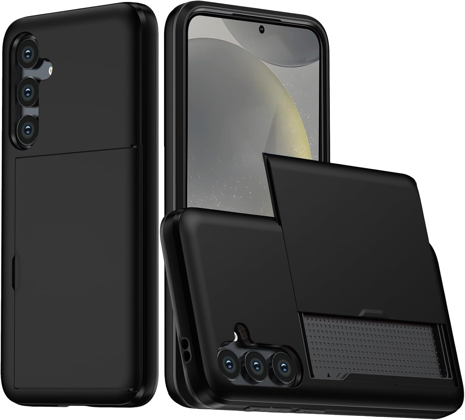 for Samsung Galaxy S24 Case with Card Holder, Dual Layer Heavy Duty ...