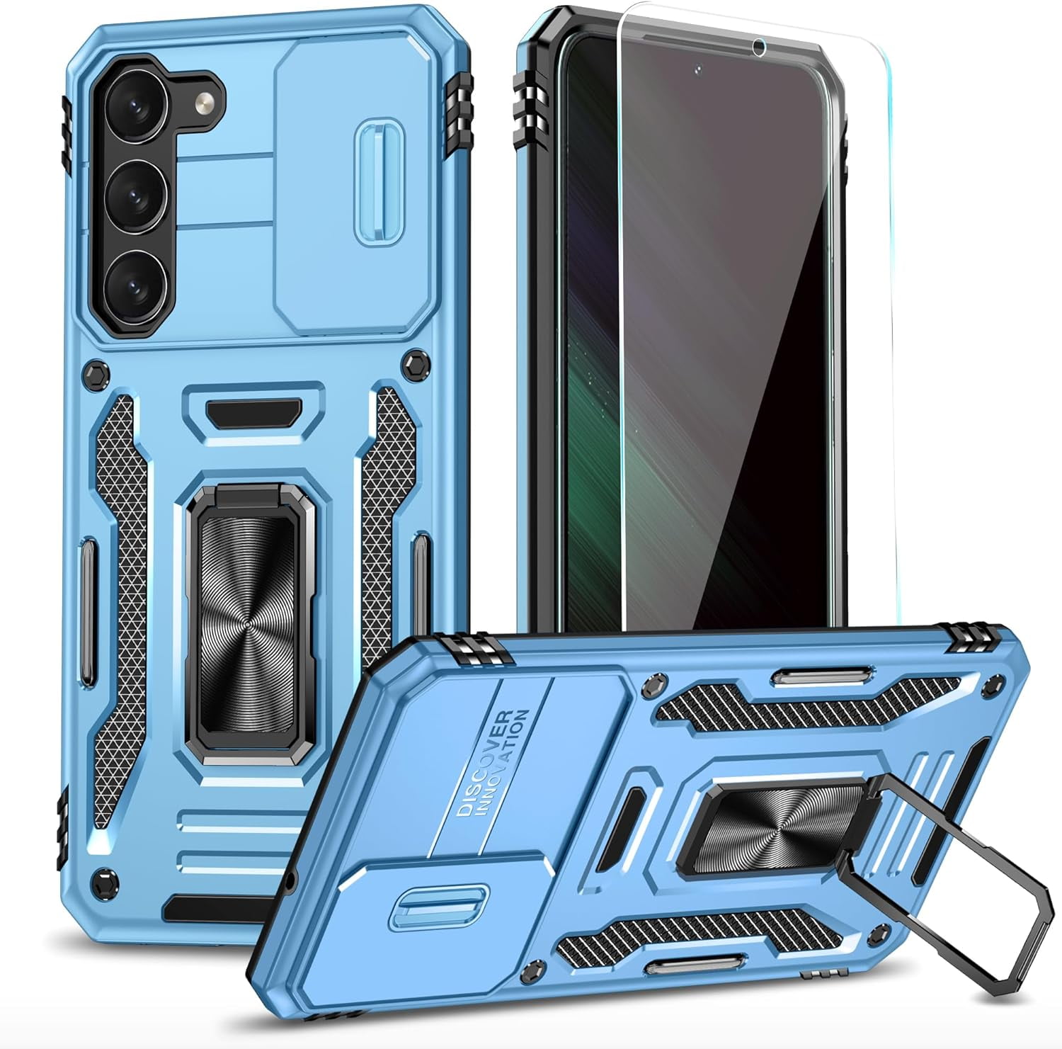 for Samsung Galaxy S24 Case with HD Screen Protector & Kickstand ...