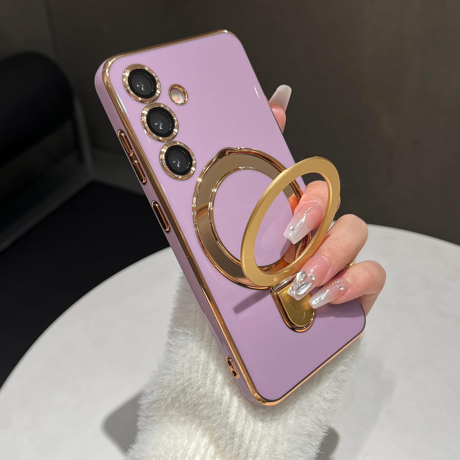 for Samsung Galaxy S24 Case with Invisible Stand & Ring Holder ...