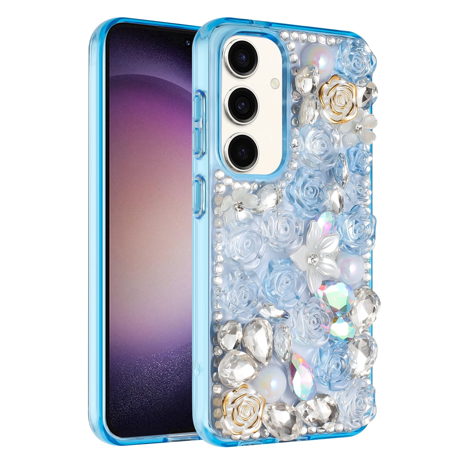 Samsung Galaxy S24 Case, Luxury Fashion Diamonds Gems Colorful Blue ...