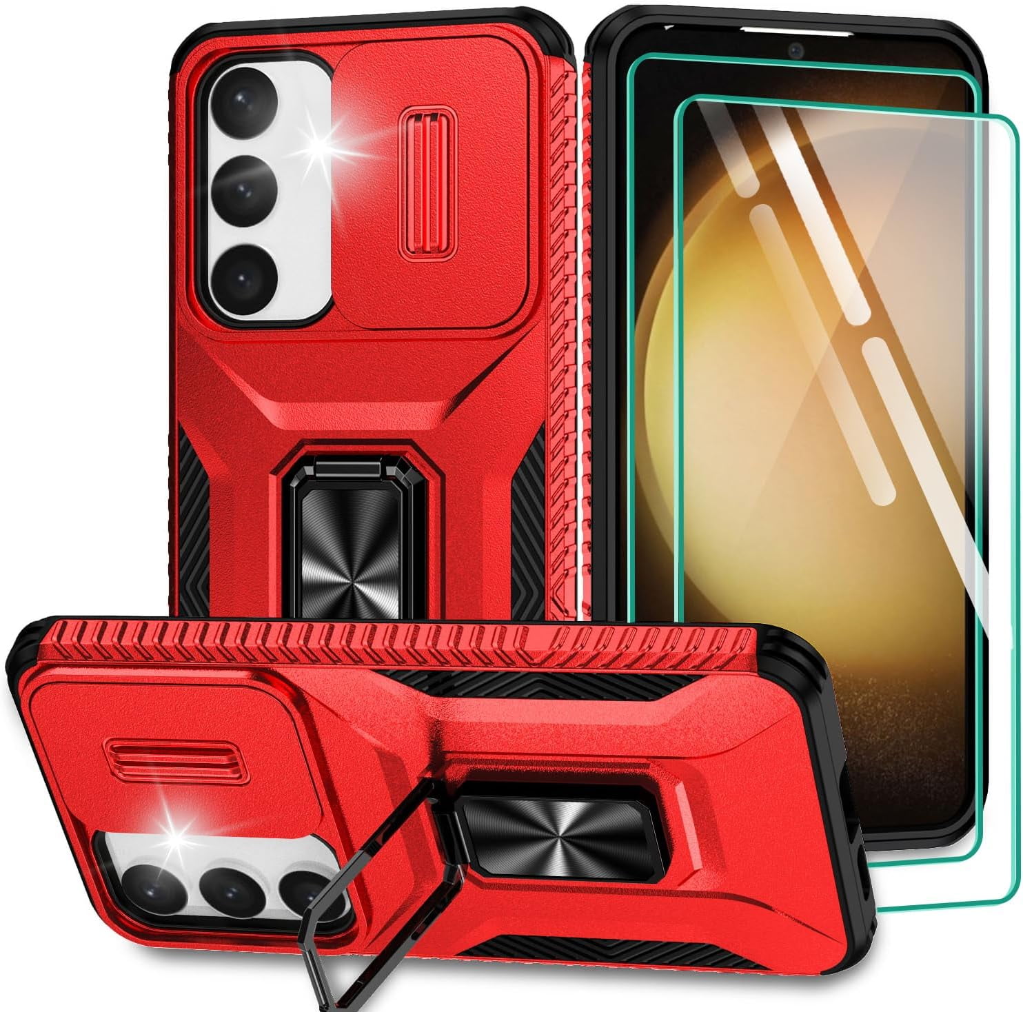 for Samsung Galaxy S24 Case with Slide Camera Cover & 2 x Screen Protector, Galaxy S24 5G Case ...