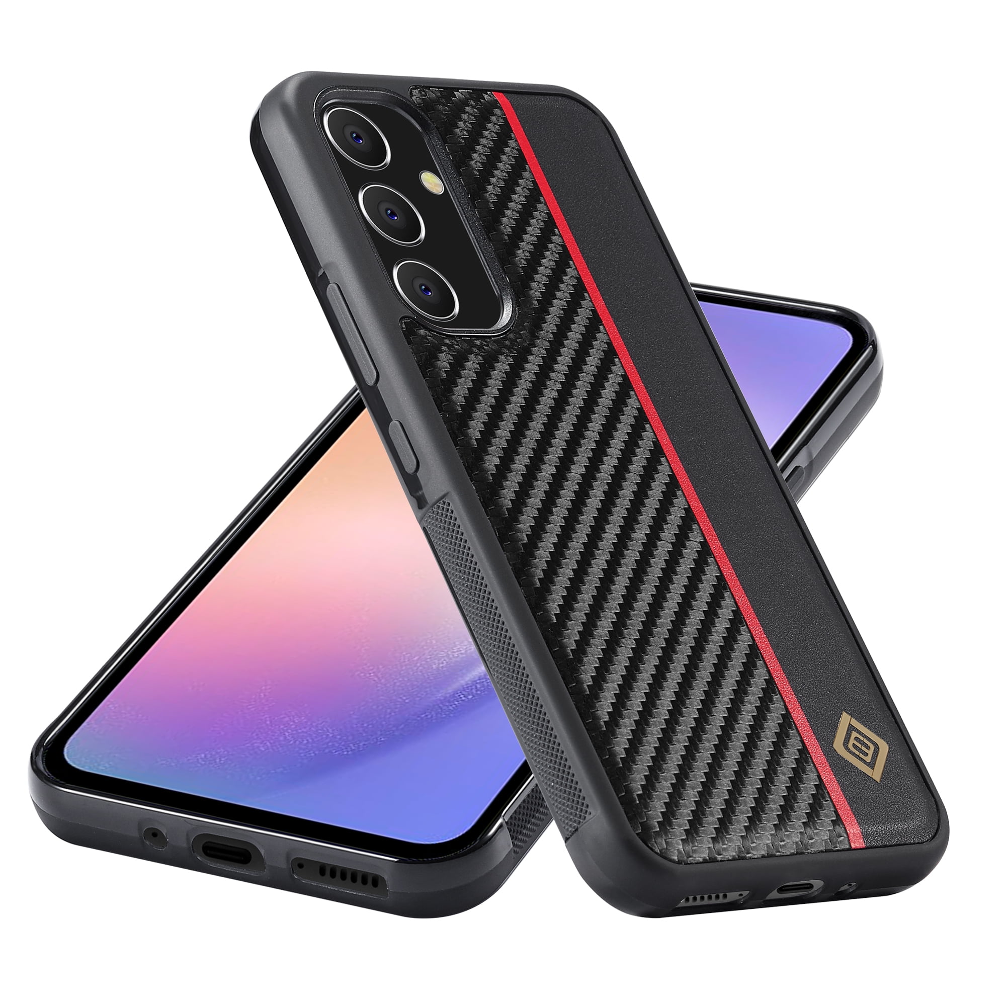 for Samsung Galaxy S24 FE Aramid Fiber Case, Luxury Carbon Fiber Texture Cases Hard PC Bumper ...