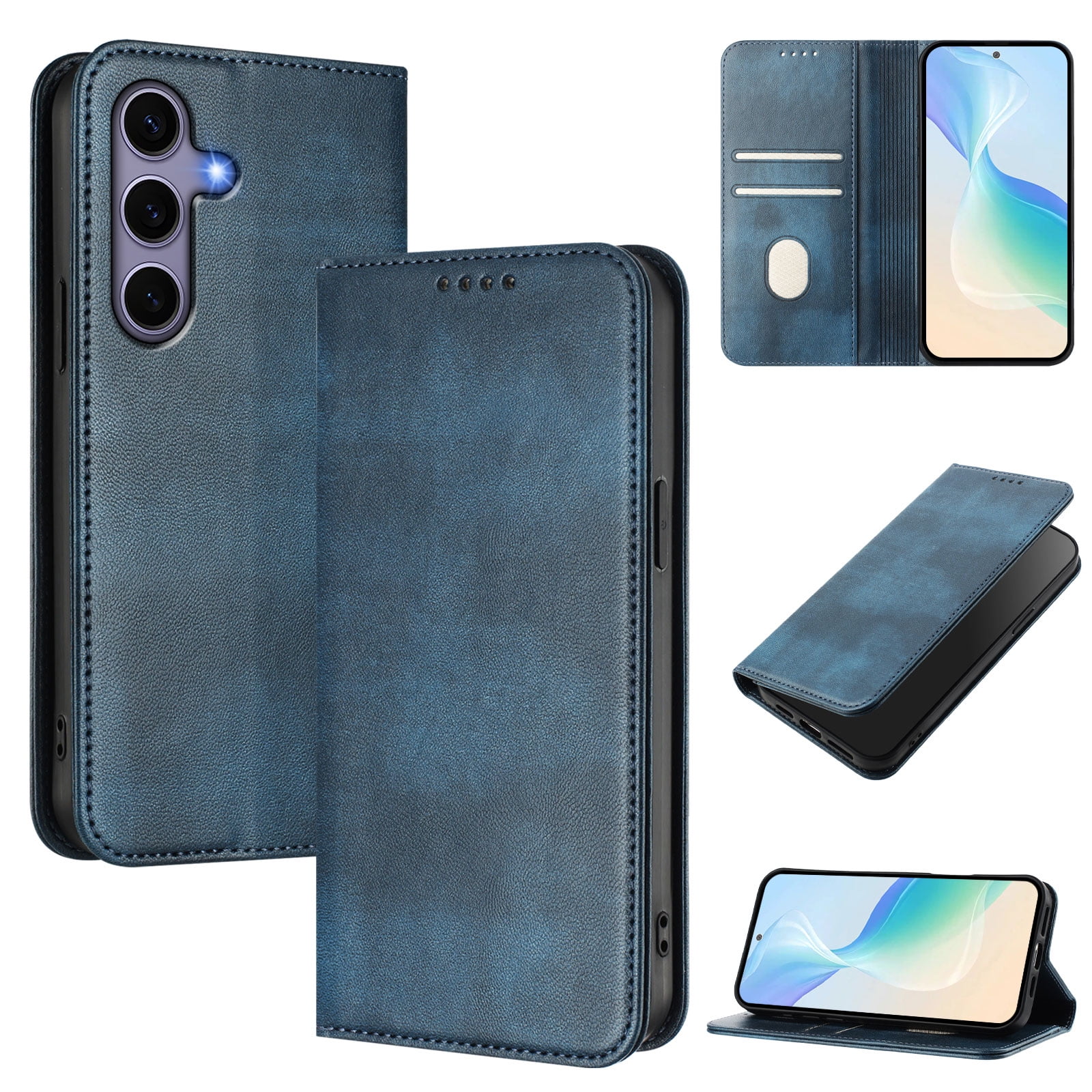 for Samsung Galaxy S24 FE Wallet Rugged Case, Premium PU Leather RFID ...