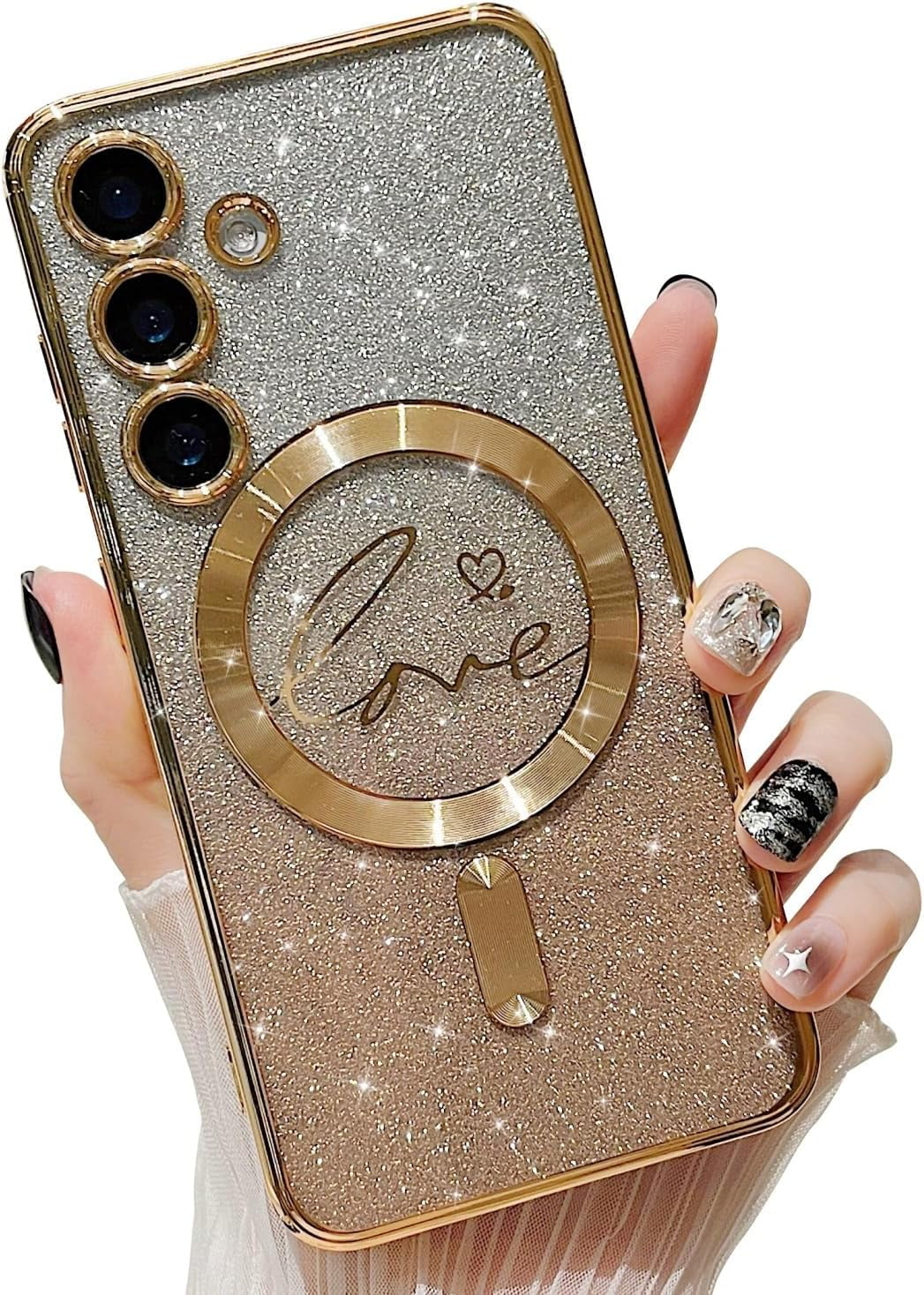 for Samsung Galaxy S24 Plus Case Clear Magnetic Glitter Phone Cases ...