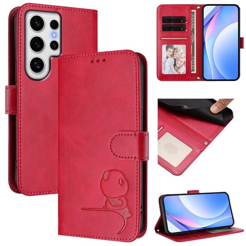For Samsung Galaxy S24 Ultra 5G Litter Panda Embossing Leather Phone ...