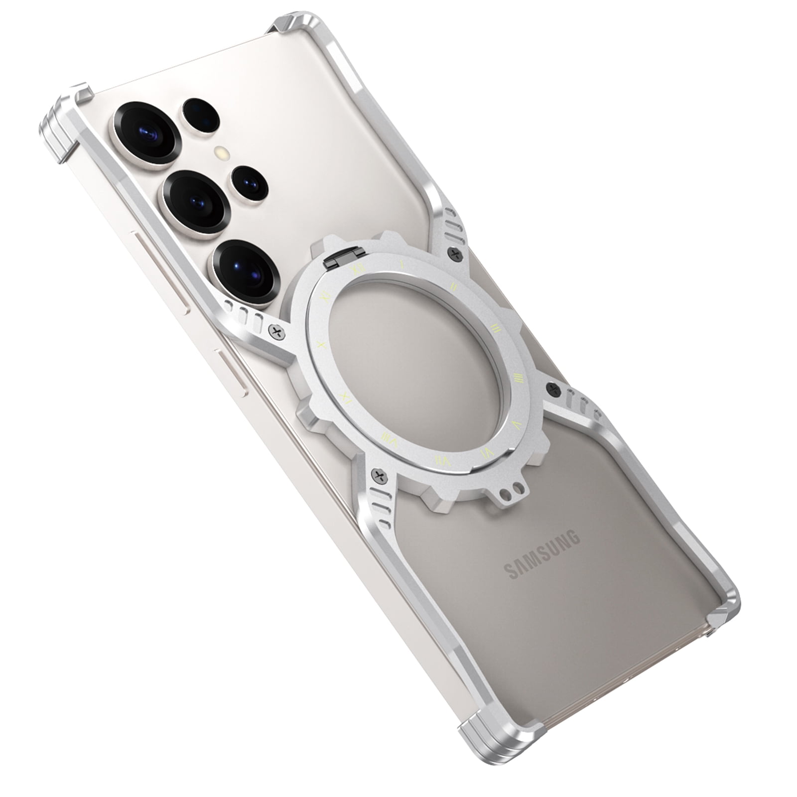 for Samsung Galaxy S24 Ultra Aluminum Metal Bumper with Magnetic Ring ...