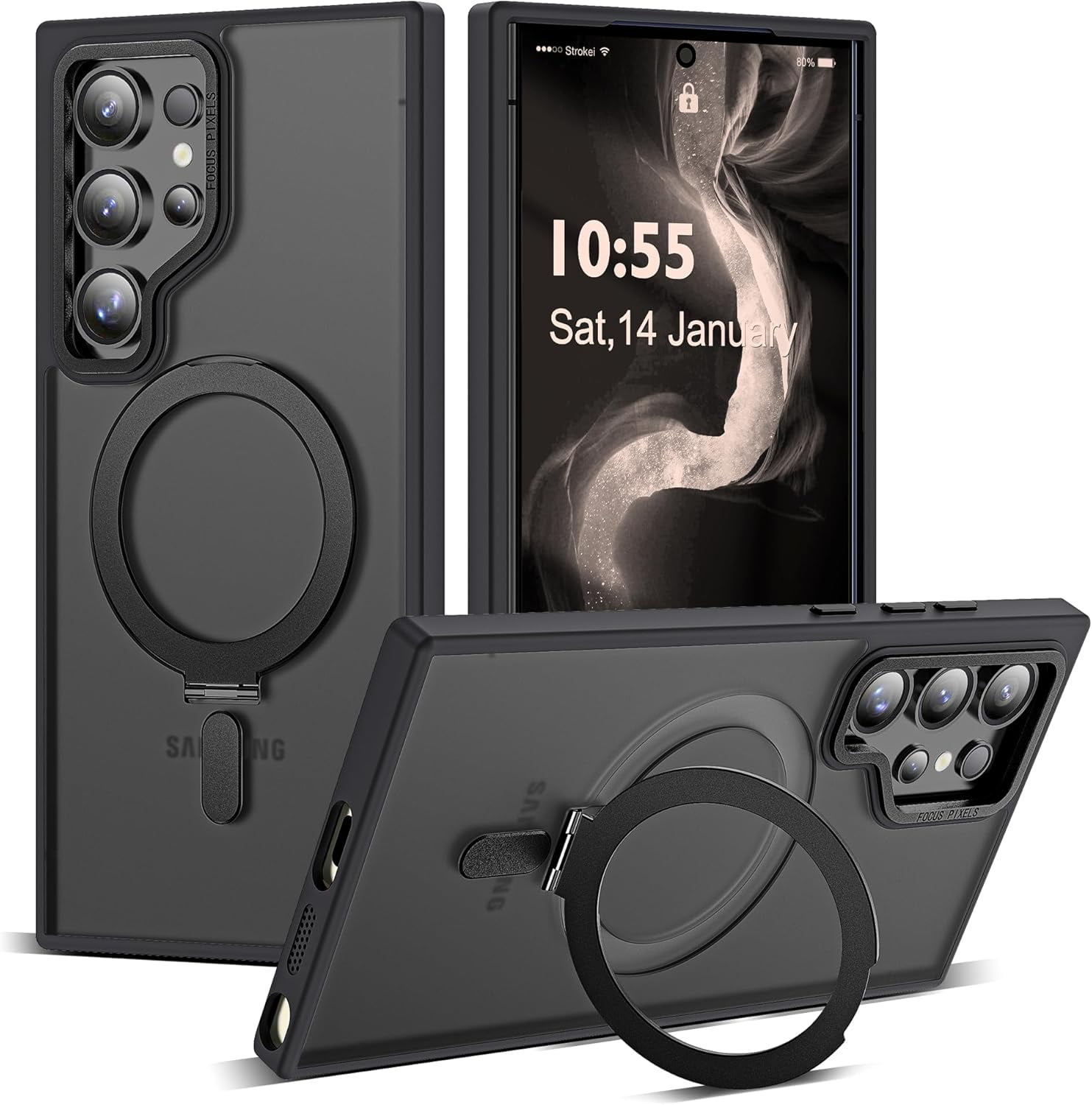 for Samsung Galaxy S24 Ultra Case with Magnetic Invisible Ring Stand ...