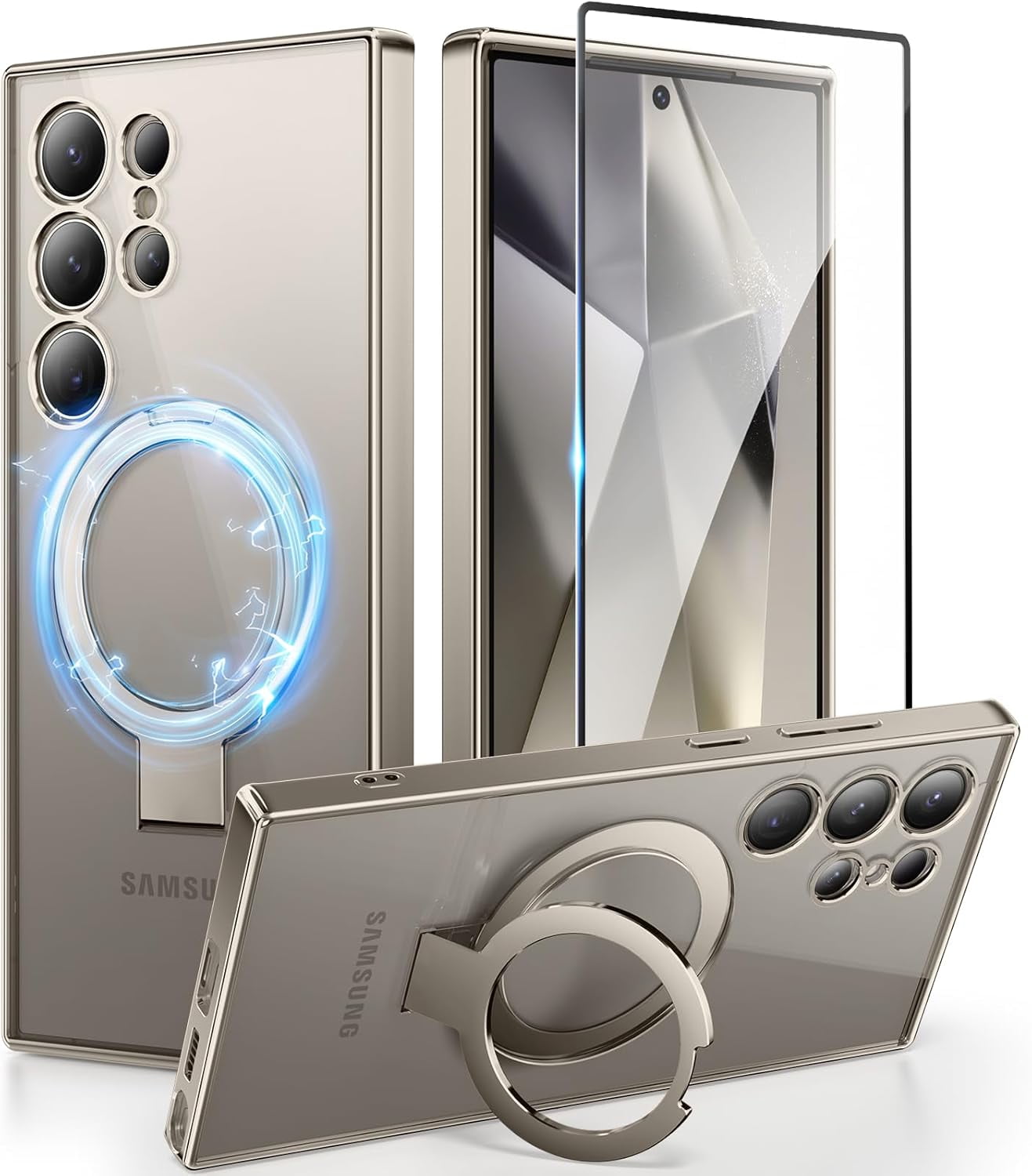 for Samsung Galaxy S24 Ultra Case with Magnetic Ring Stand,[Compatible ...