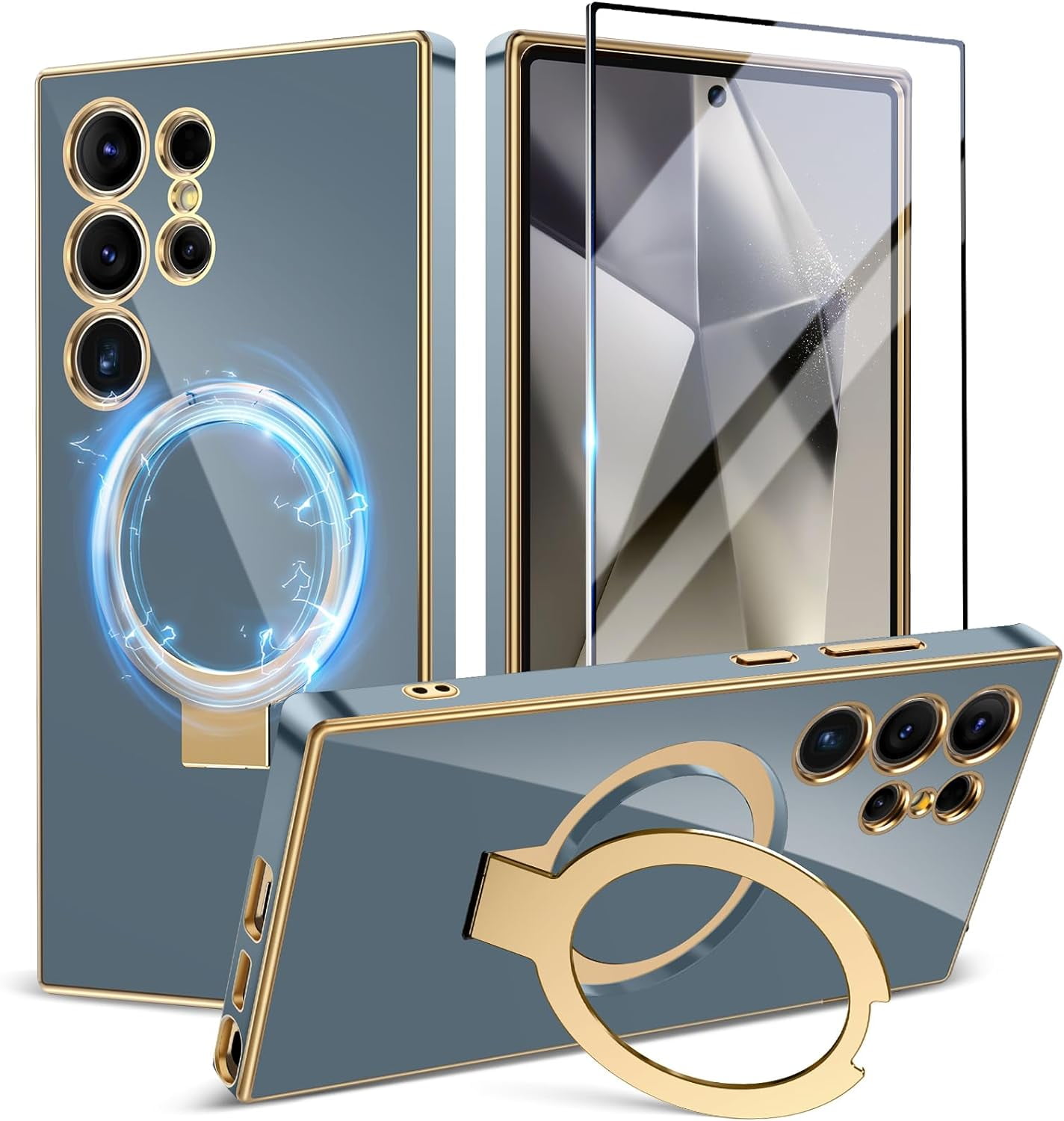 for Samsung Galaxy S24 Ultra Case with Magnetic Ring Stand,[Compatible ...