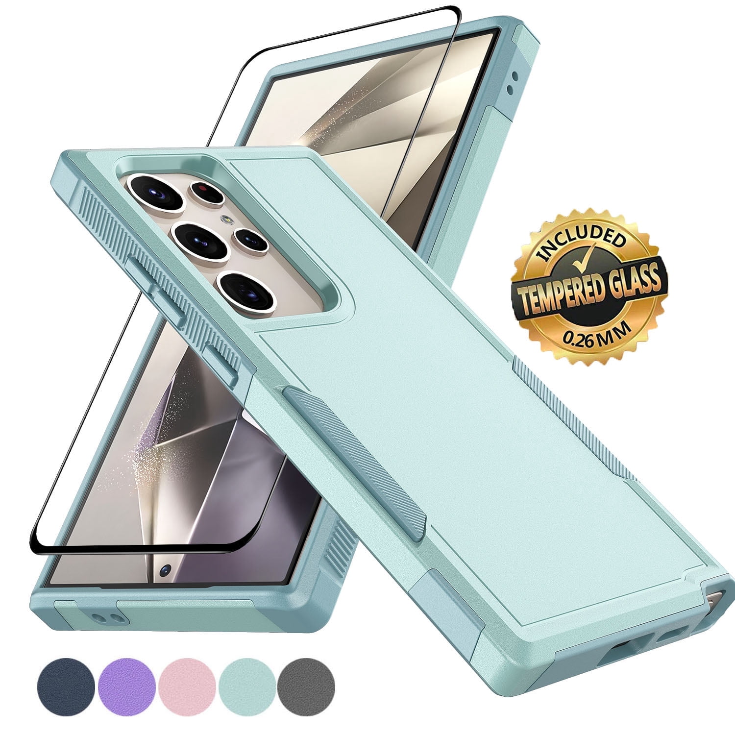 Samsung Galaxy S24 Ultra Case with Tempered Glass Screen Protector ...