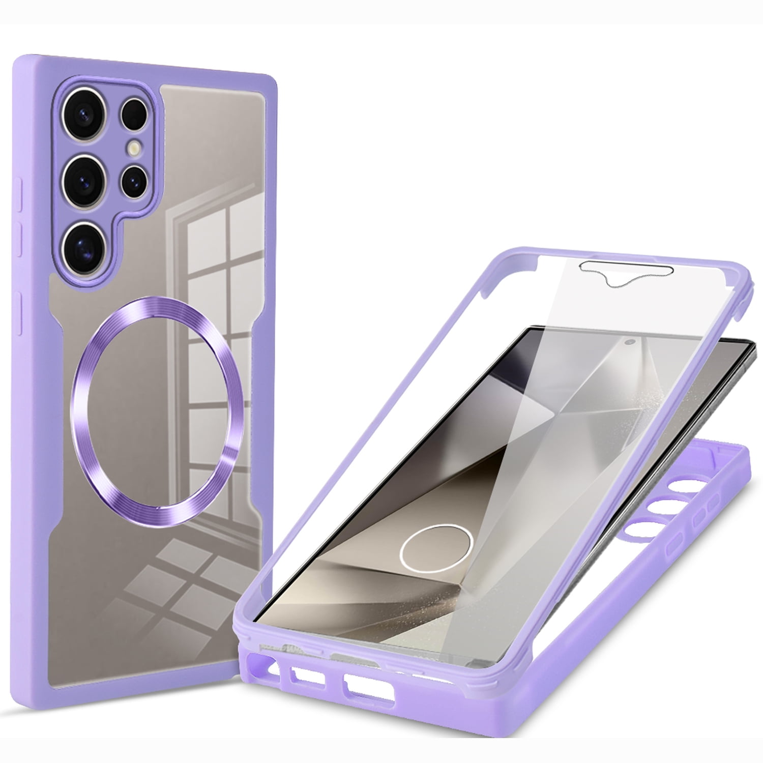 for Samsung Galaxy S24 Ultra Clear Case with Built-in Screen Protector ...
