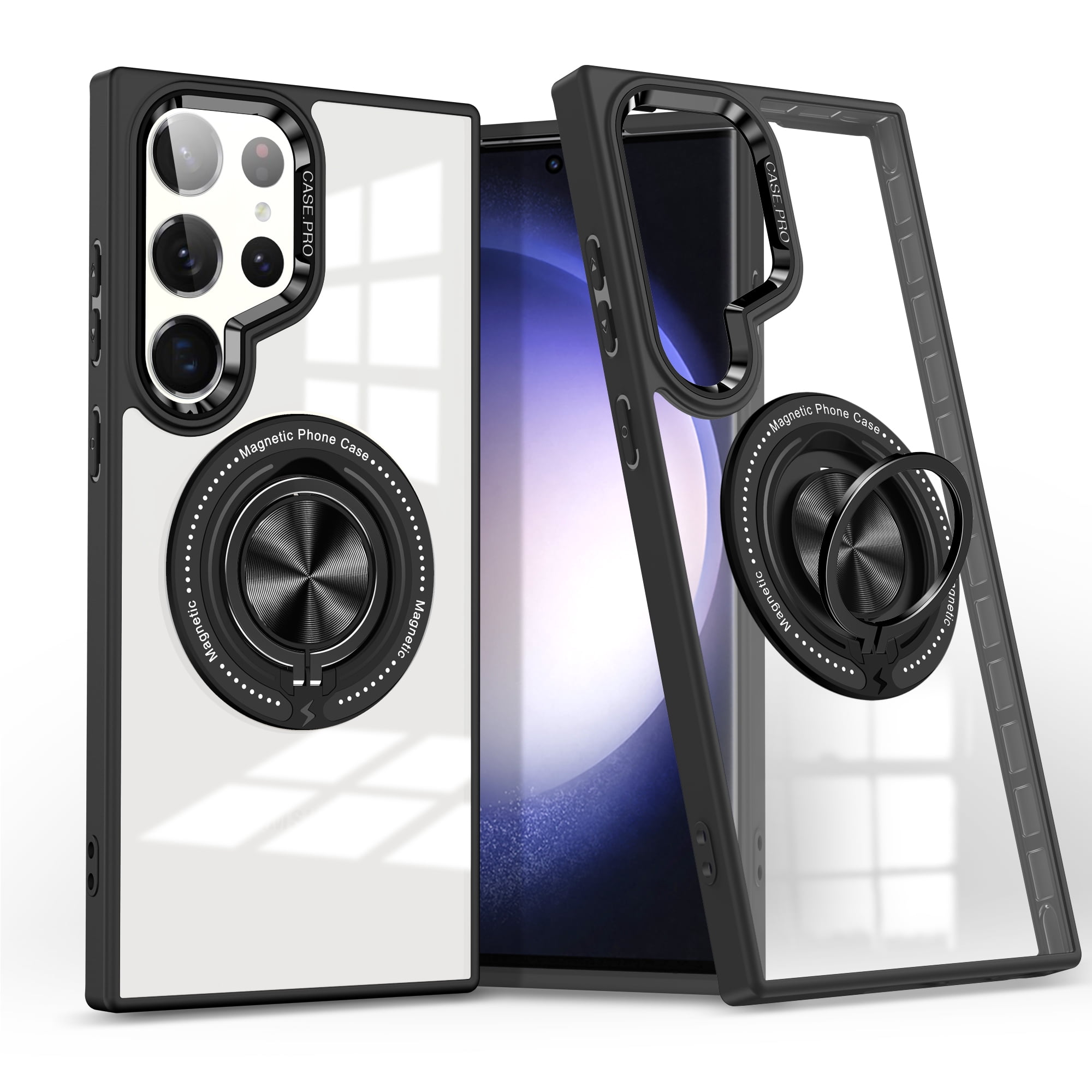 for Samsung Galaxy S24 Ultra Clear Case with Stand, 360° Rotatable ...
