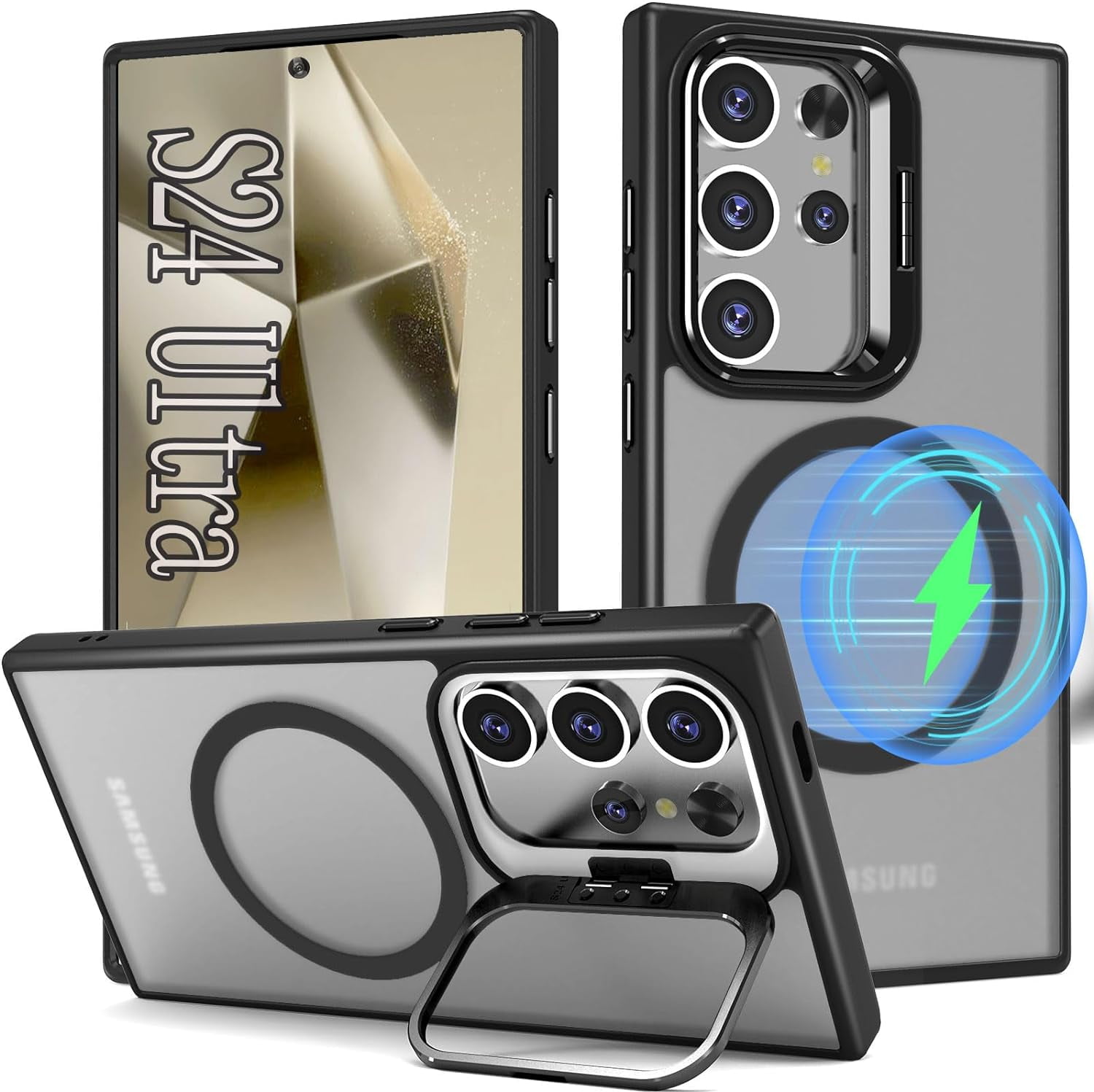 for Samsung Galaxy S24 Ultra Magnetic Case for S24 Ultra,with Kickstand ...