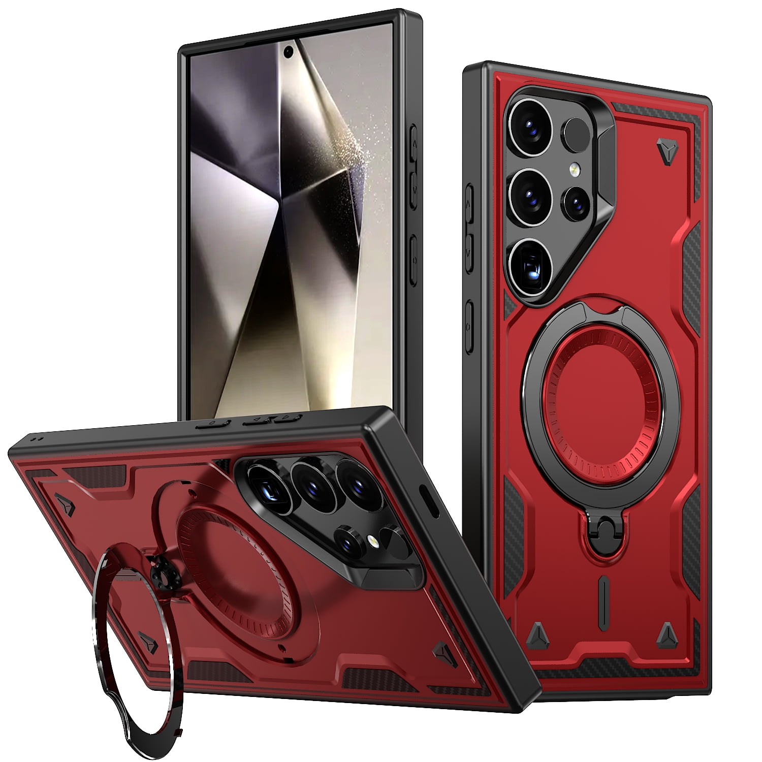 for Samsung Galaxy S24 Ultra Slim Thin Case, Compatible with Magsafe Bracket 360 Rotating Ring ...