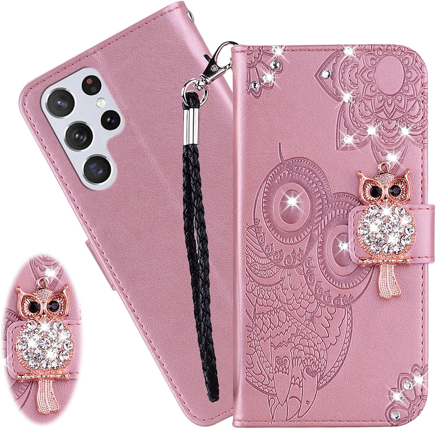 for Samsung Galaxy S24 Ultra Wallet Case (Not S24) for Women, Glitter Bling Diamond PU Leather ...