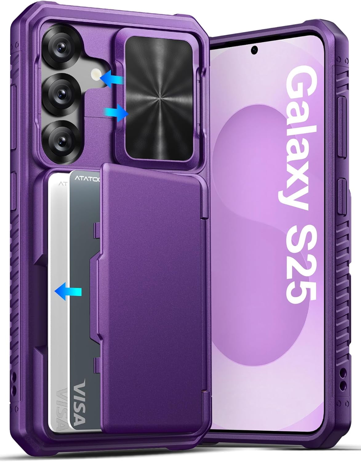 for Samsung Galaxy S25 Case, Built-in Card Holder (Store 3-5 Cards ...