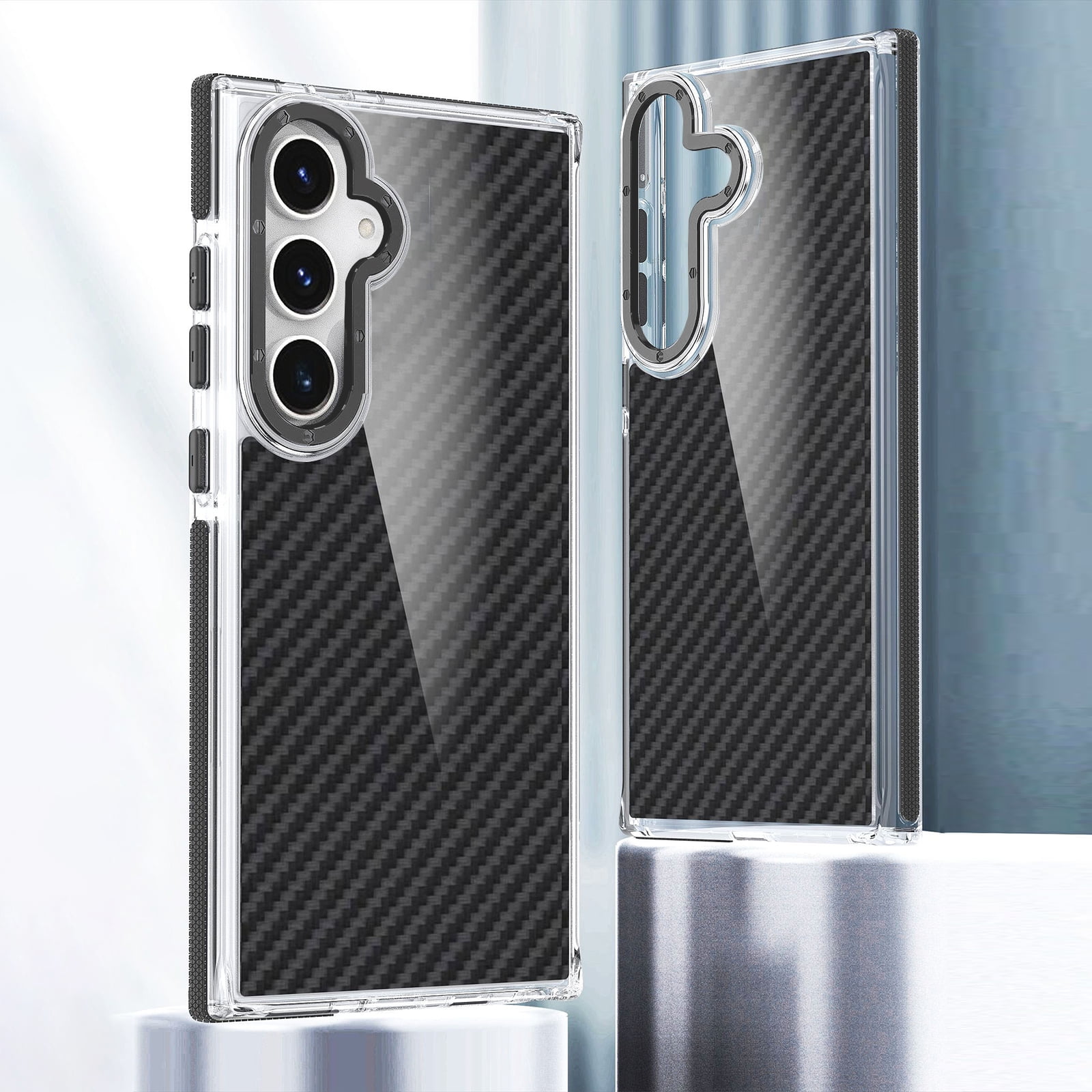 for Samsung Galaxy S25+ Case with Carbon Fiber Patterned, Hybrid PC ...