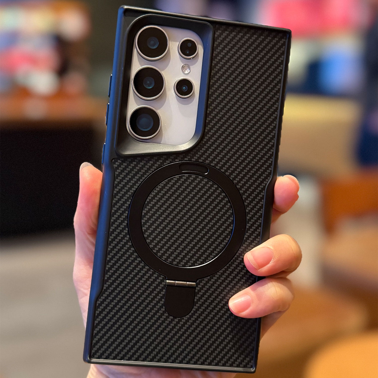 for Samsung Galaxy S25 Case Heavy Duty Protection Cover Carbon Fiber Design, Ring Compatible ...