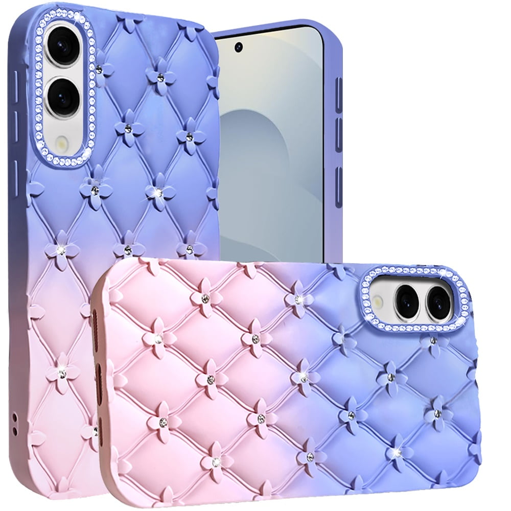 For Samsung Galaxy S25 EDGE Case, Fashion Flower Design Sparkle Glitter ...