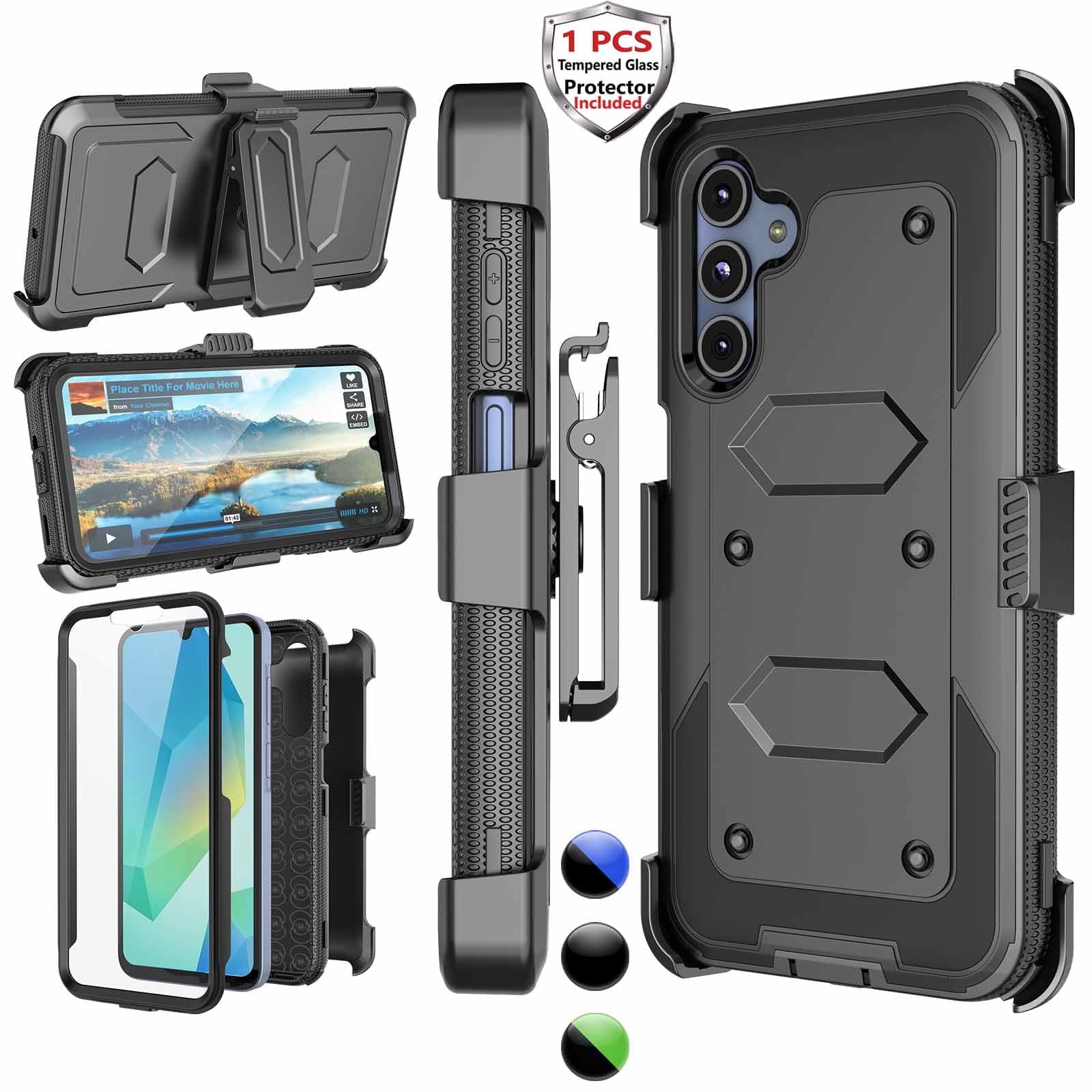 Samsung Galaxy S25 FE 5G Case with Holster Clip [3-in-1 Rotating Belt ...