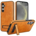 for Samsung Galaxy S25 PU Leather Back Case, Built-in Invisible Stand ...