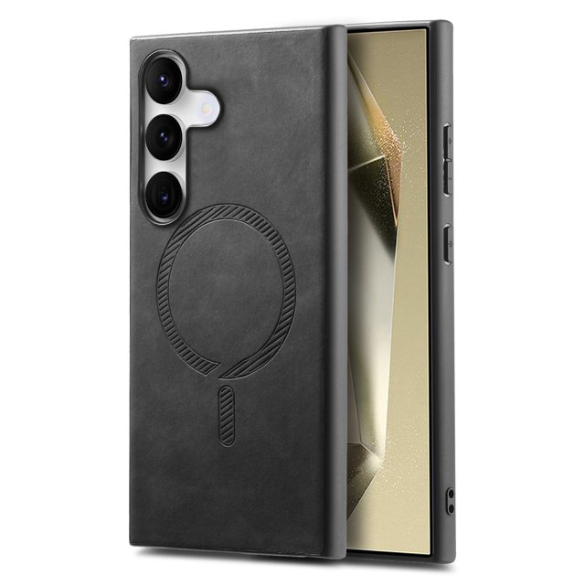 for Samsung Galaxy S25 Plus Magnetic Case, Luxury PU Leather Skin-Feel ...