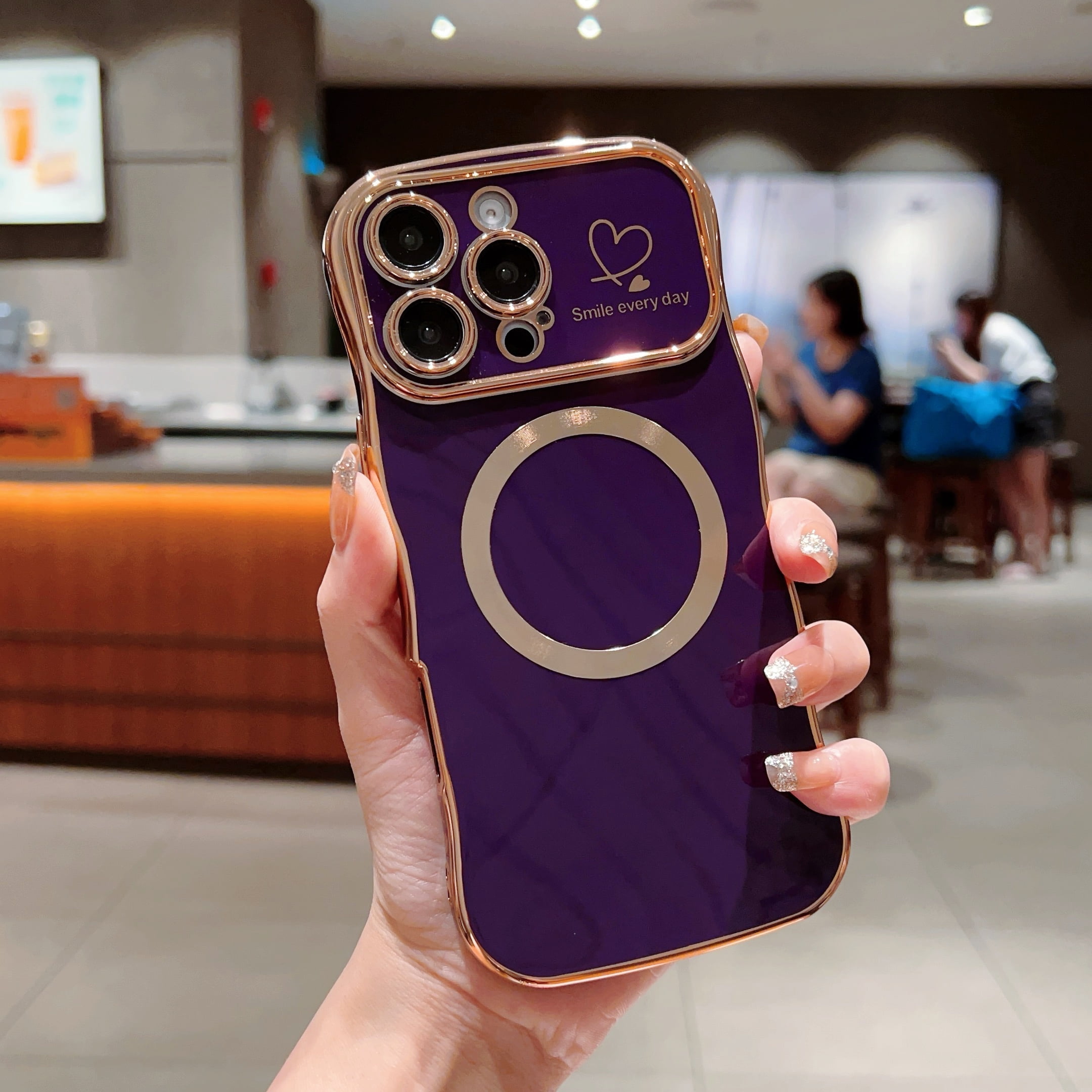 For Samsung Galaxy S25 Plus Magnetic Case for Women Girls,Slim Cute Wave Frame Curly Shape with ...